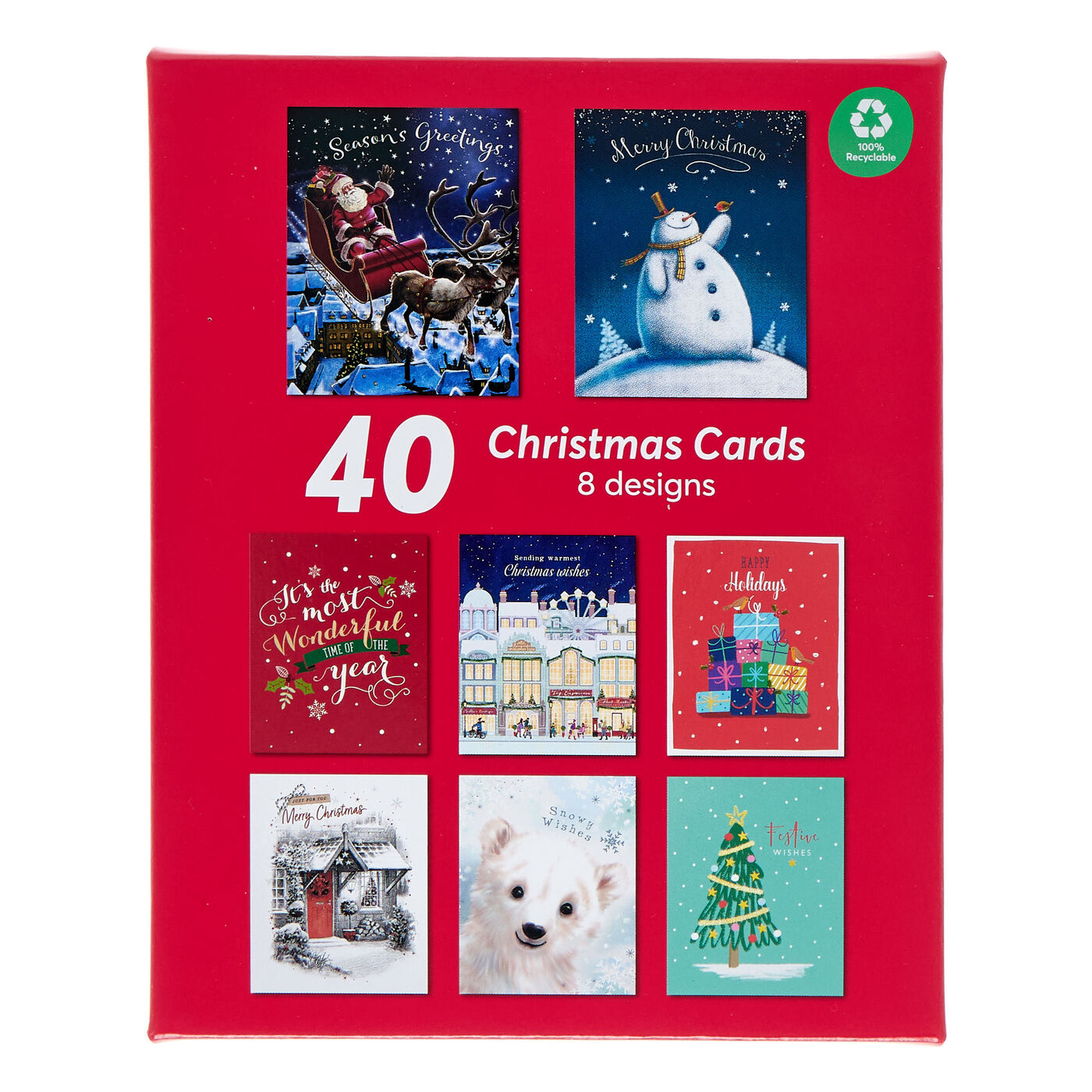 Buy 40 Assorted Value Christmas Cards - 8 Designs for GBP 1.99 | Card ...