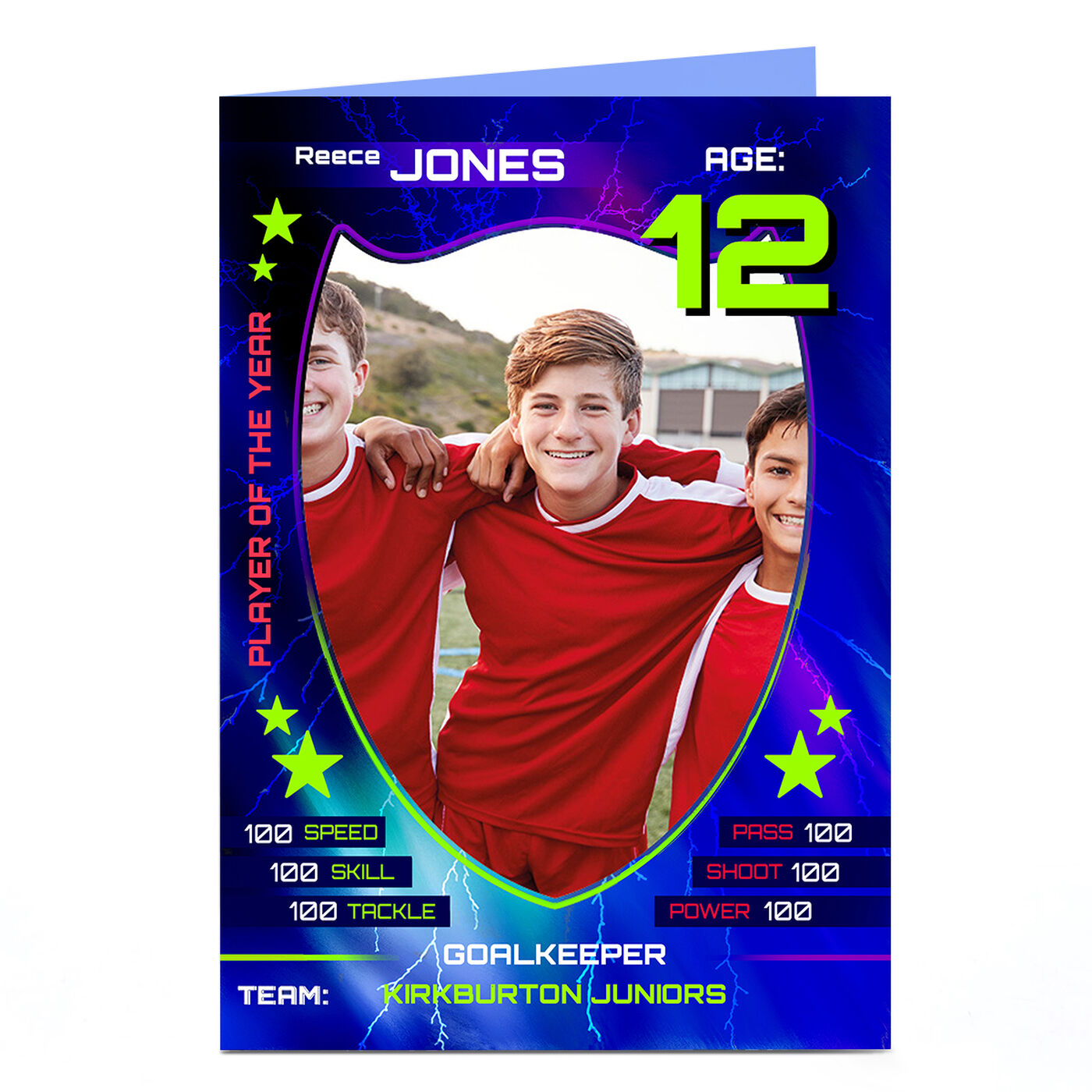 Buy Photo Card - Blue Player Of The Year, Editable Age & Player for GBP ...
