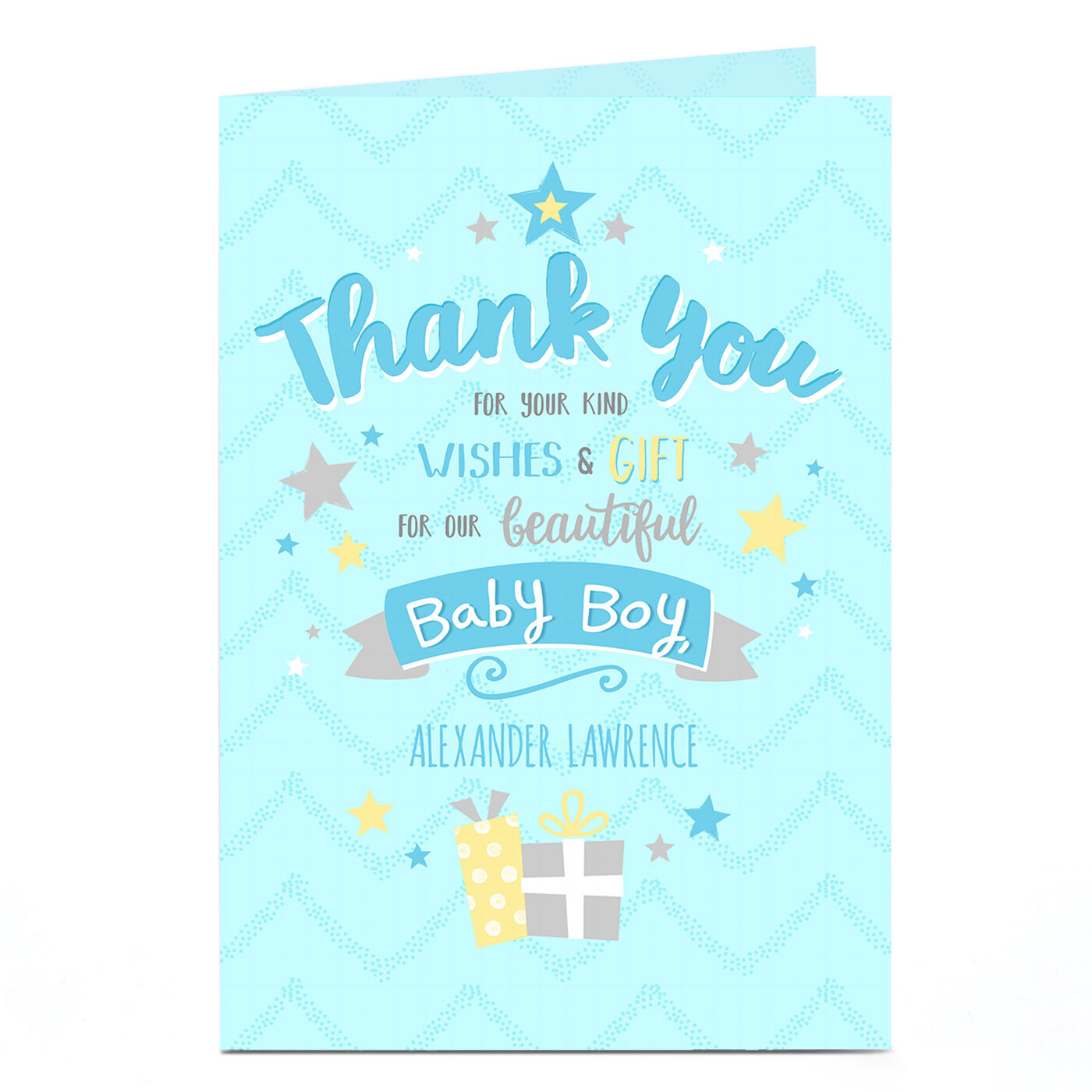 Buy Personalised Thank You Card - For The Baby Boy Gifts for GBP 2.99 ...