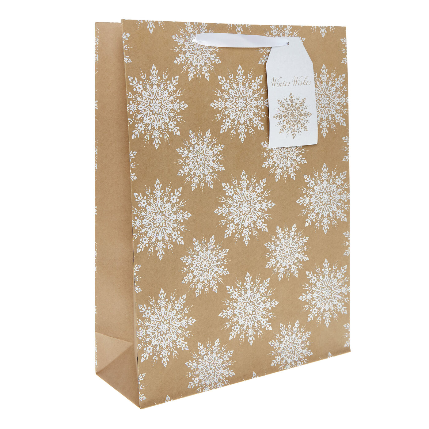 Buy Extra Large Portrait Kraft Snowflakes Gift Bag for GBP 1.69 | Card ...