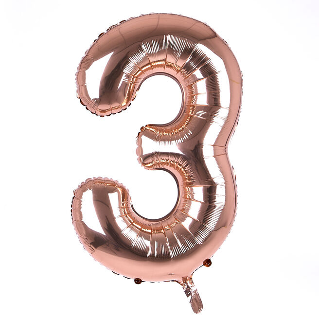Number Balloons, Giant Gold, Rose Gold & Silver Foil Helium Number ...