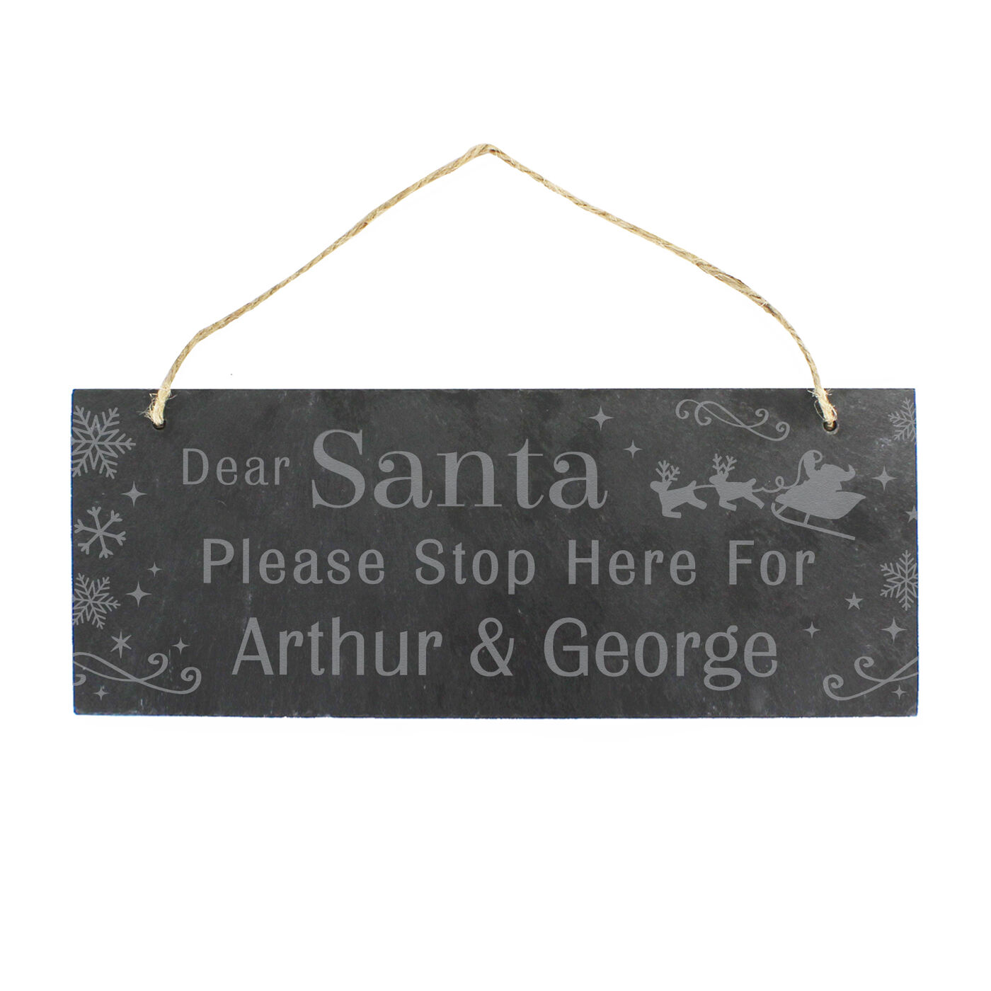 Buy Personalised Santa Please Stop Here Hanging Slate Sign for GBP 9.99 ...