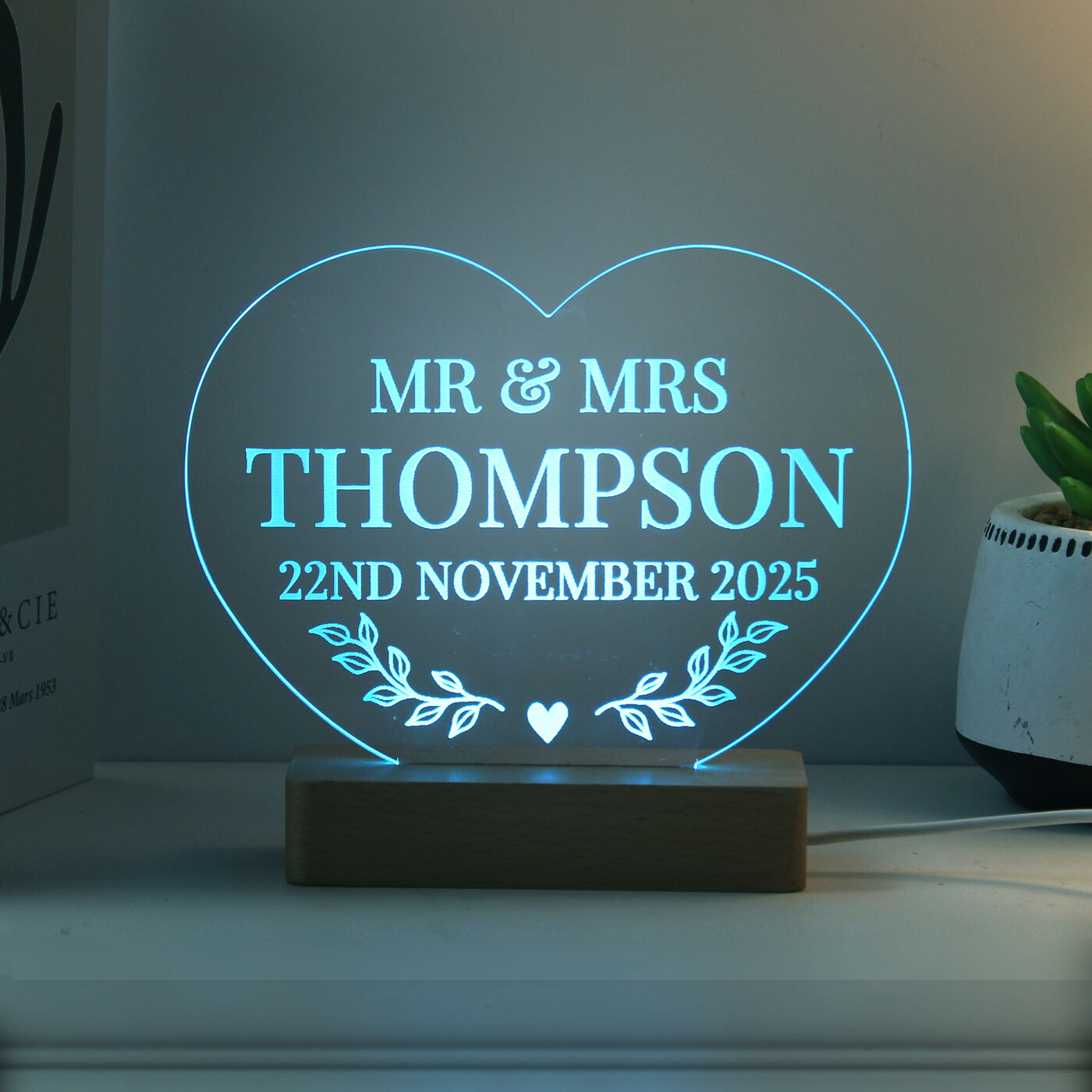 Buy Personalised Wedding Heart LED Light for GBP 23.99 | Card Factory UK