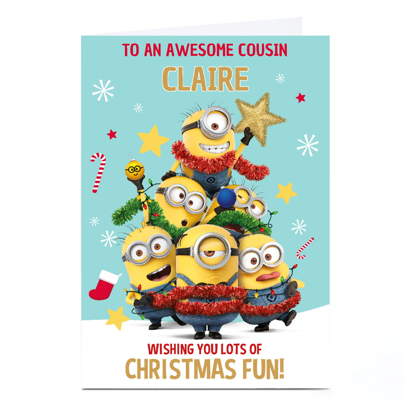 Buy Personalised Minions Christmas Card - Christmas Fun, Awesome Cousin ...