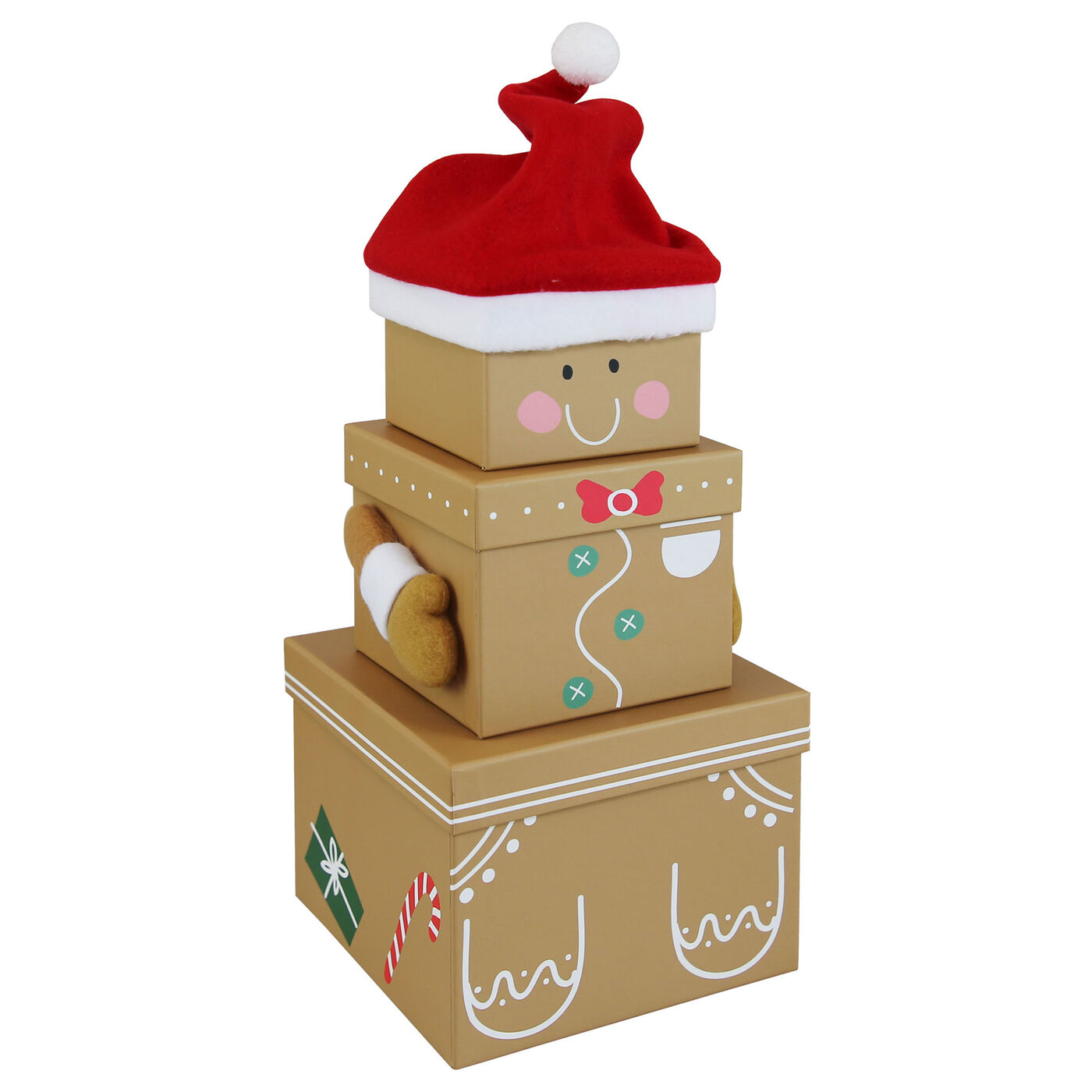 Buy Stackable Plush Gingerbread Man Gift Boxes - Set of 3 for GBP 6.99 ...