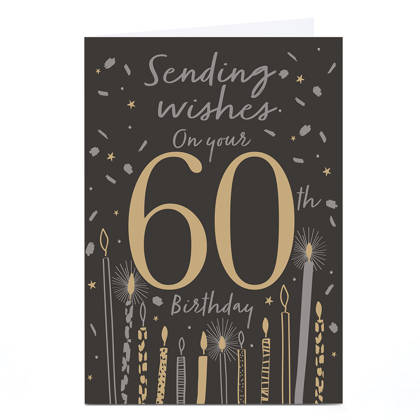Buy Personalised 60th Birthday Card - Black and Gold Cake Candles for ...