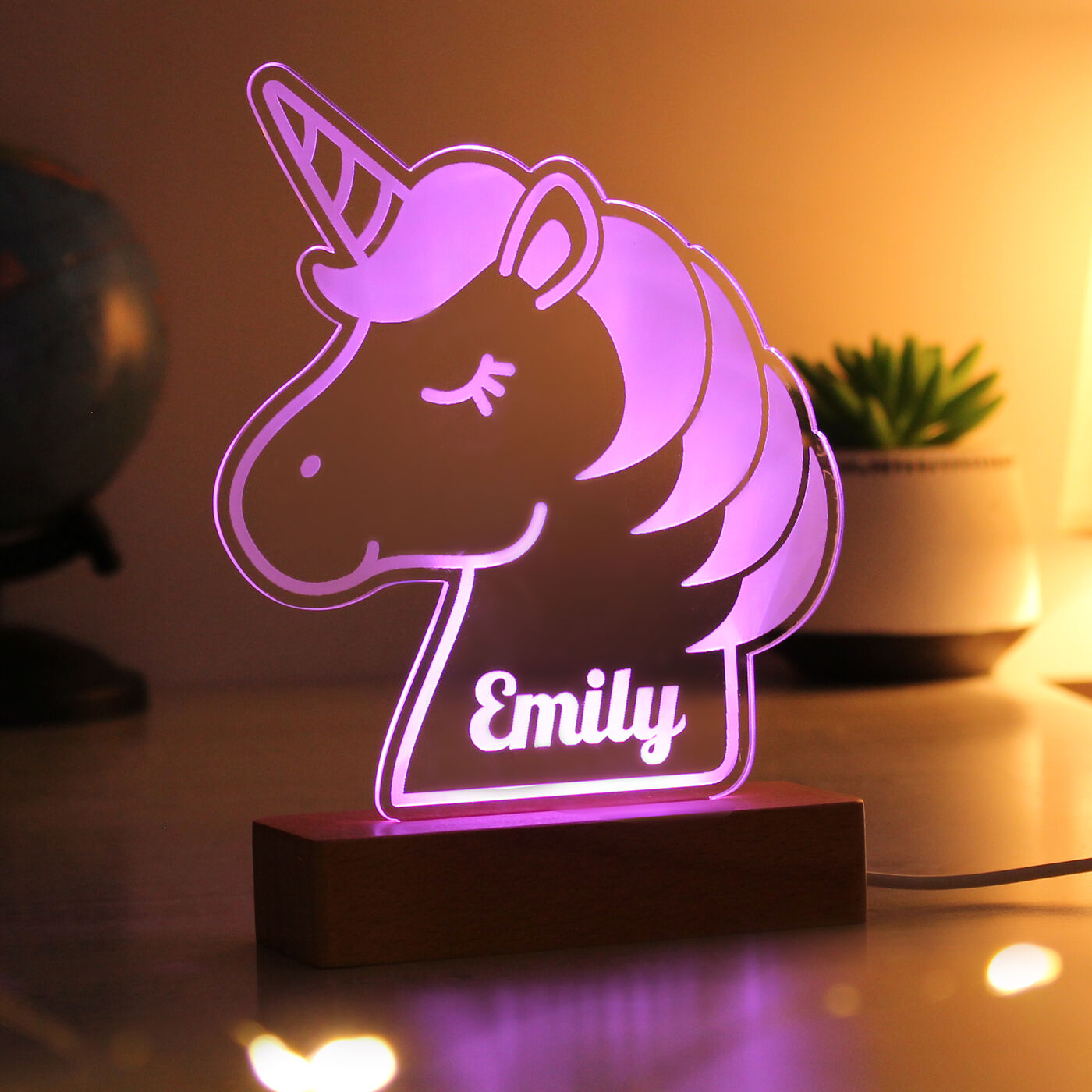 Buy Personalised Unicorn Wooden Based LED Light for GBP 24.49 | Card ...
