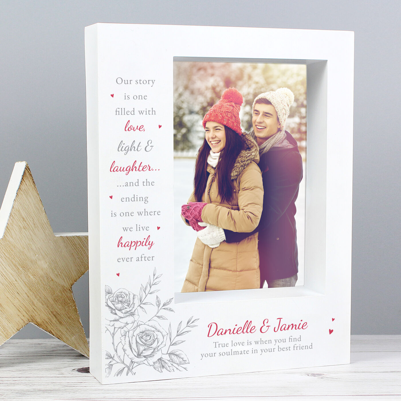 Buy Personalised Roses & Hearts 5x7 Box Photo Frame for GBP 14.99 ...