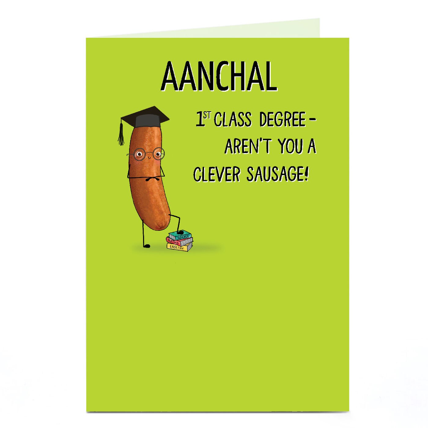 Buy Personalised Graduation Card - 1st Class Degree - Clever Sausage ...