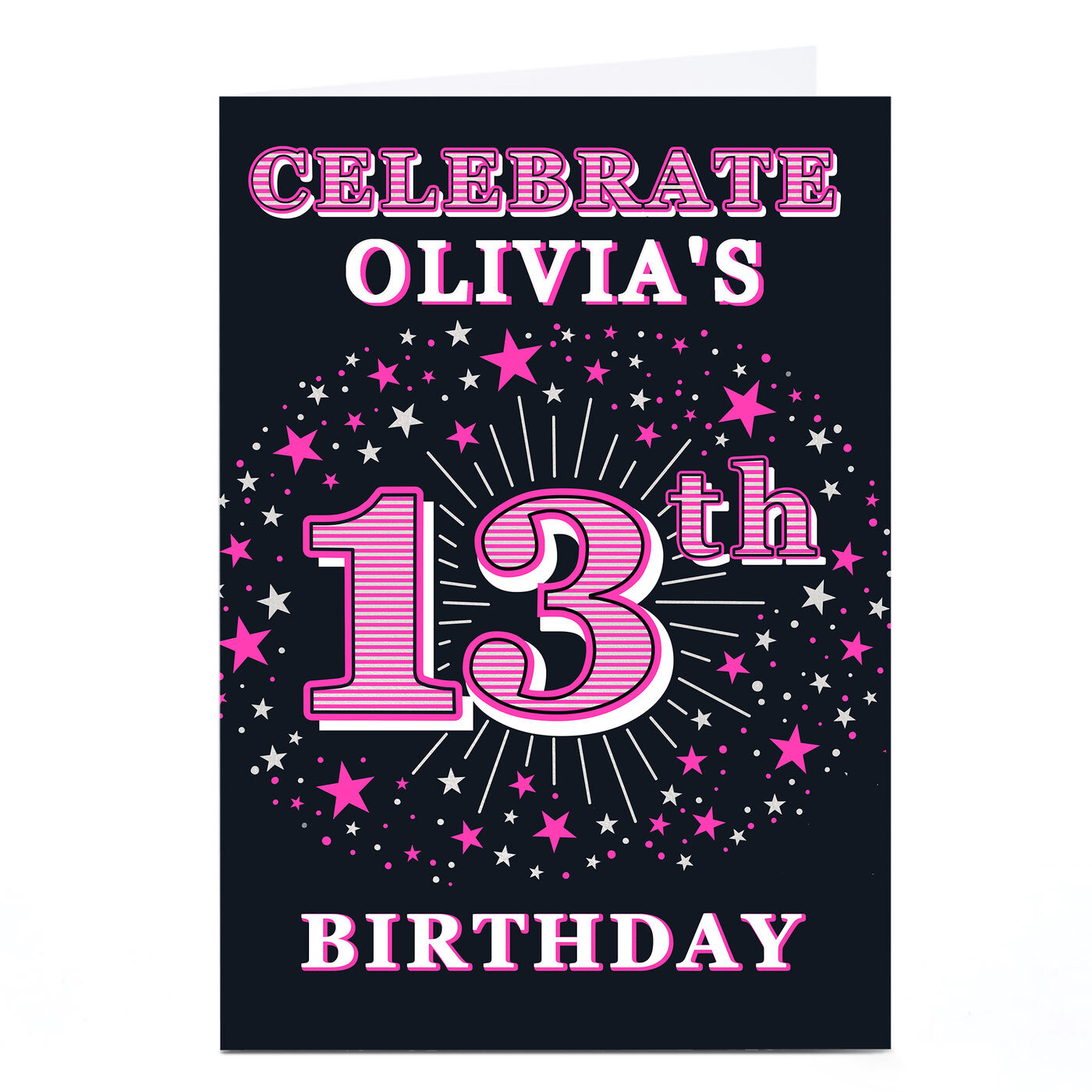 Buy Personalised 13th Birthday Invitation - Pink Stars for GBP 2.99 ...