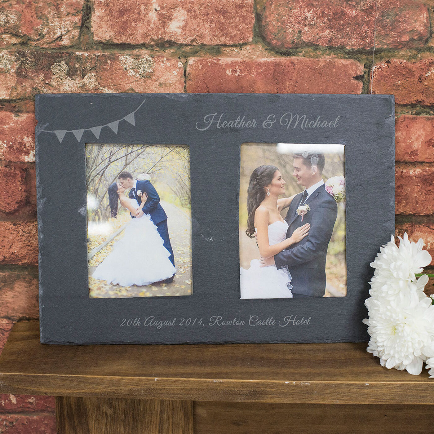 Buy Engraved Double Slate Photo Frame - Wedding Bunting for GBP 29.99 ...