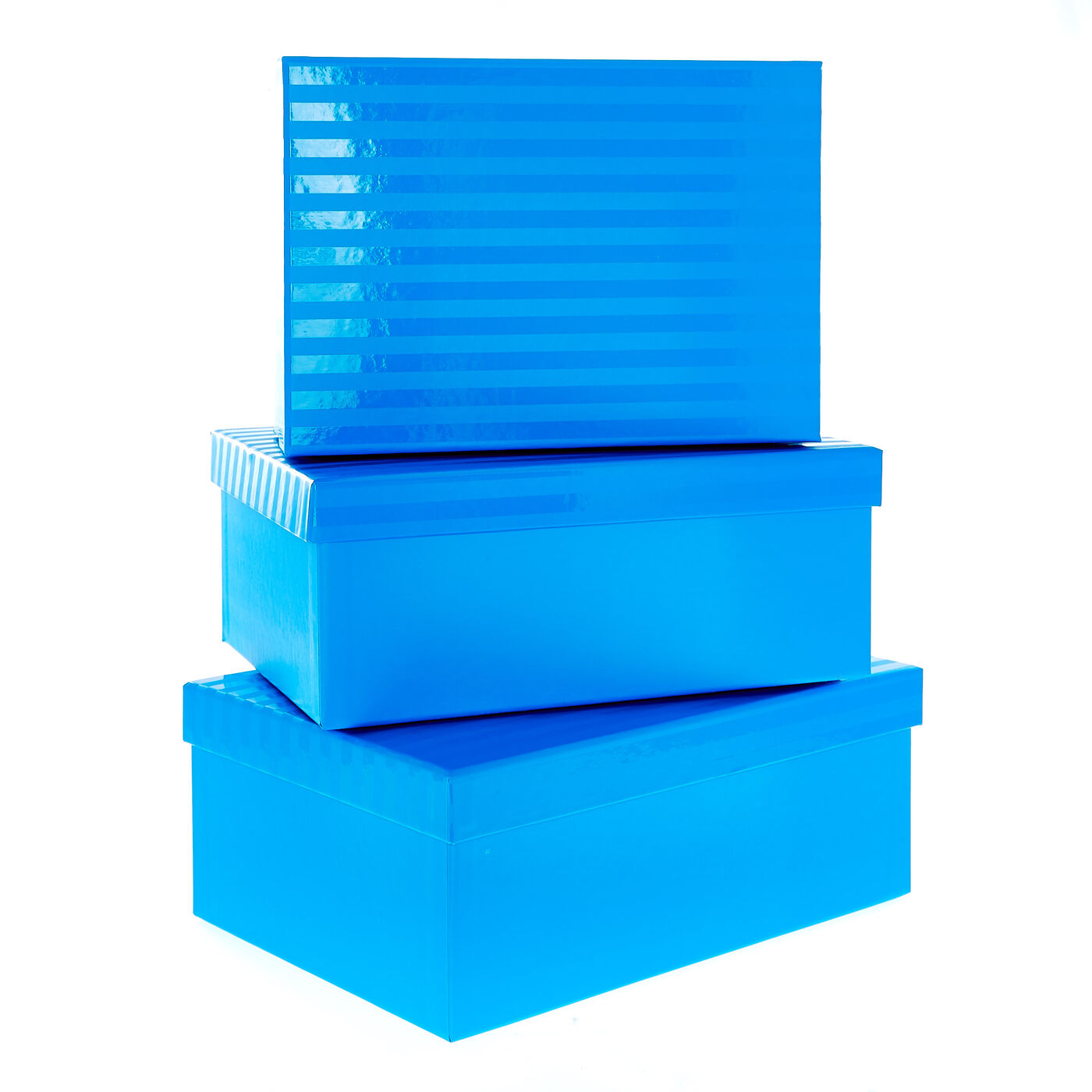 Buy Blue Striped Gift Boxes - Set Of 3 for GBP 6.07 | Card Factory UK