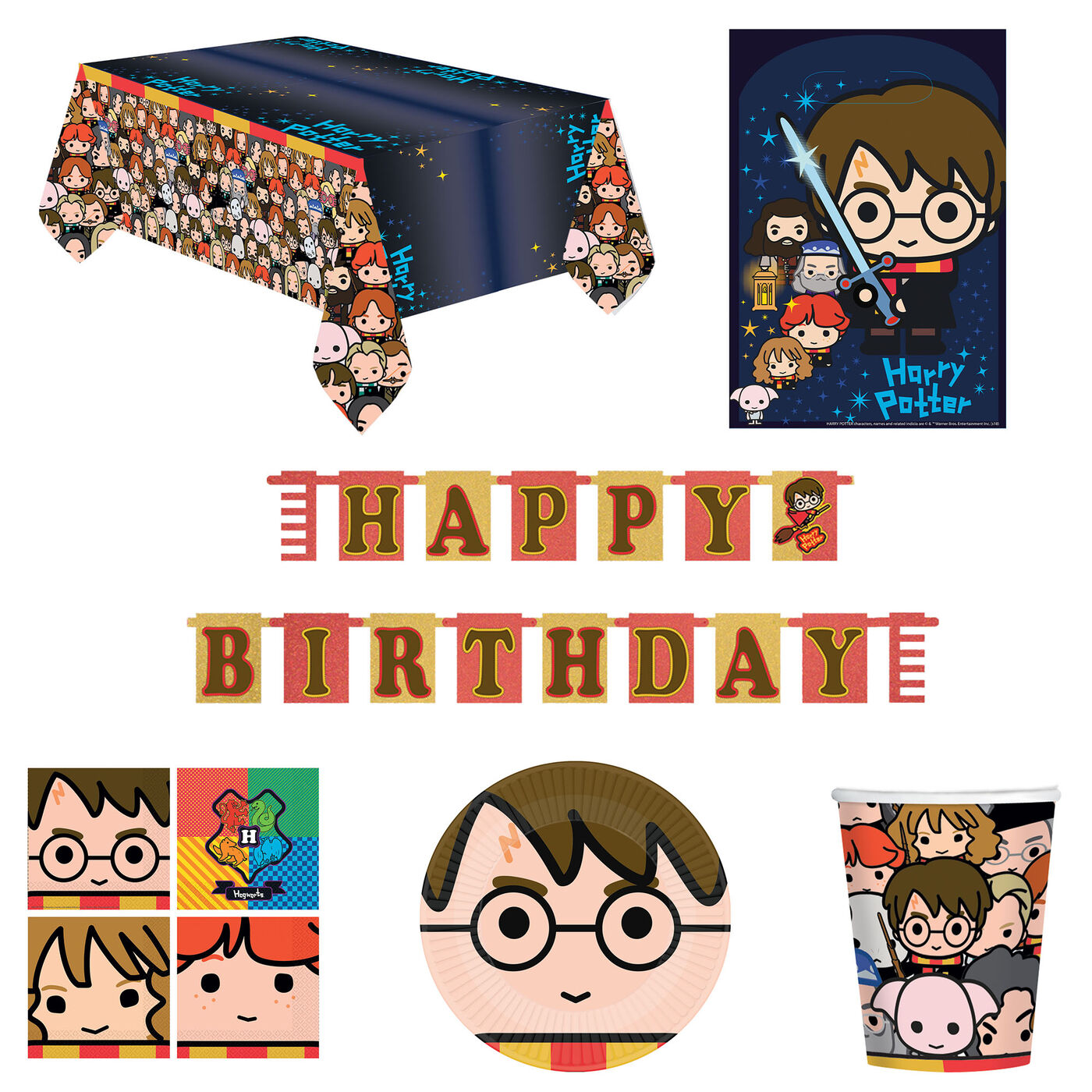 Buy Harry Potter Party Tableware & Decorations Bundle - 16 Guests for ...