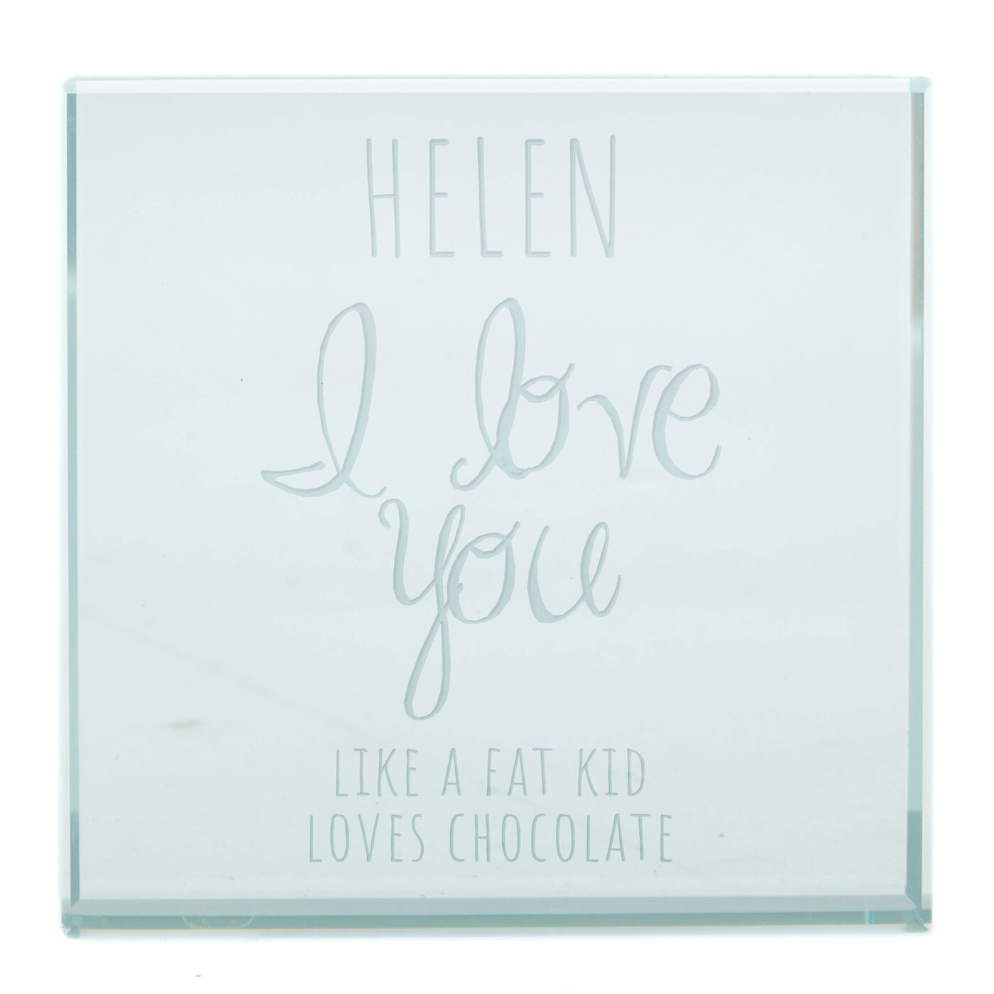 Buy Personalised Engraved Glass Token - I Love You, Any Message for GBP ...