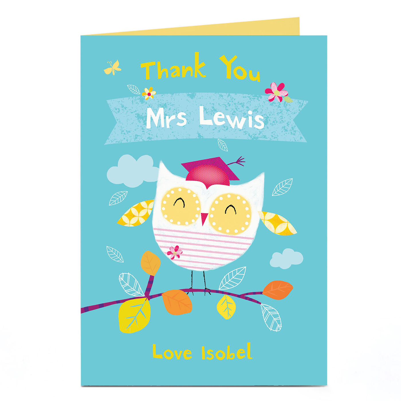 Buy Personalised Thank You Teacher Card - White Owl for GBP 2.99 | Card ...