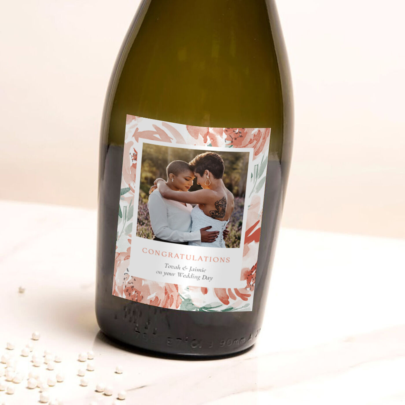 Buy Photo Upload with Message Floral Design Wedding Prosecco for GBP 22 ...