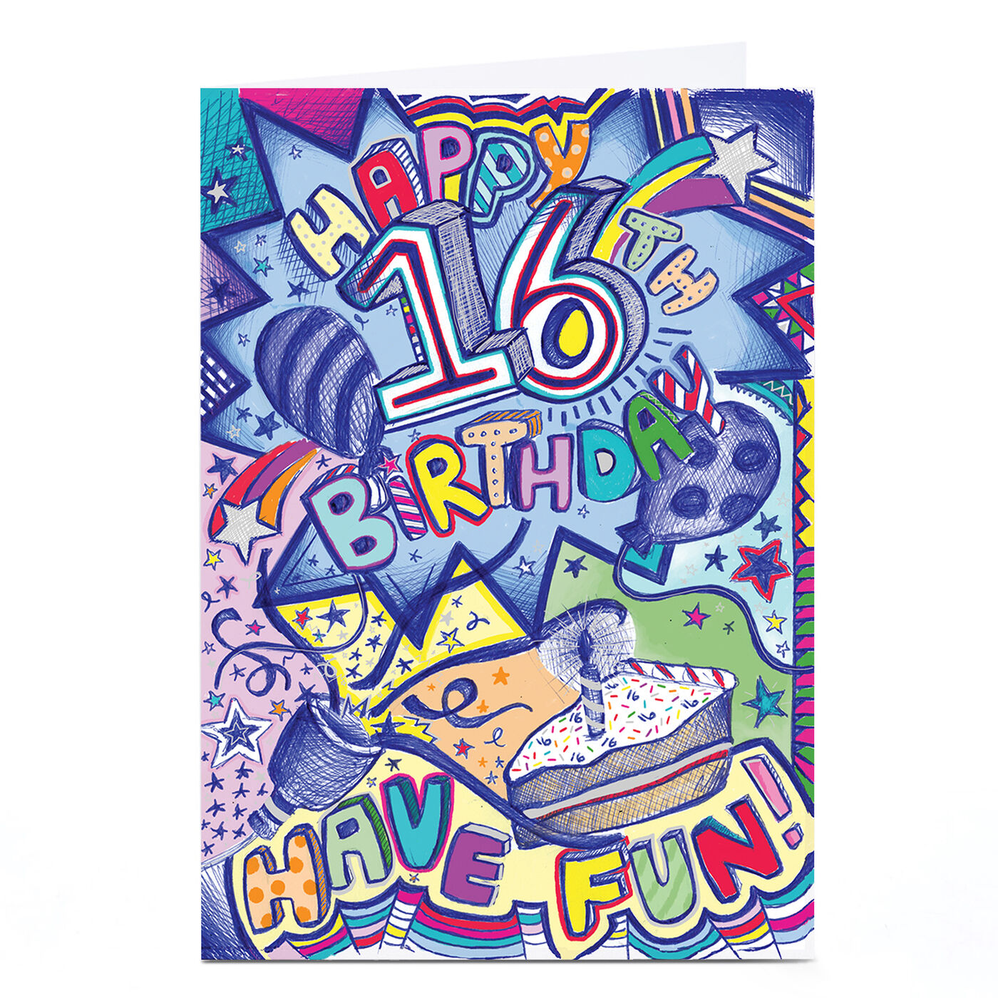 Buy Personalised 16th Birthday Card - Fun Birthday Drawings for GBP 1. ...
