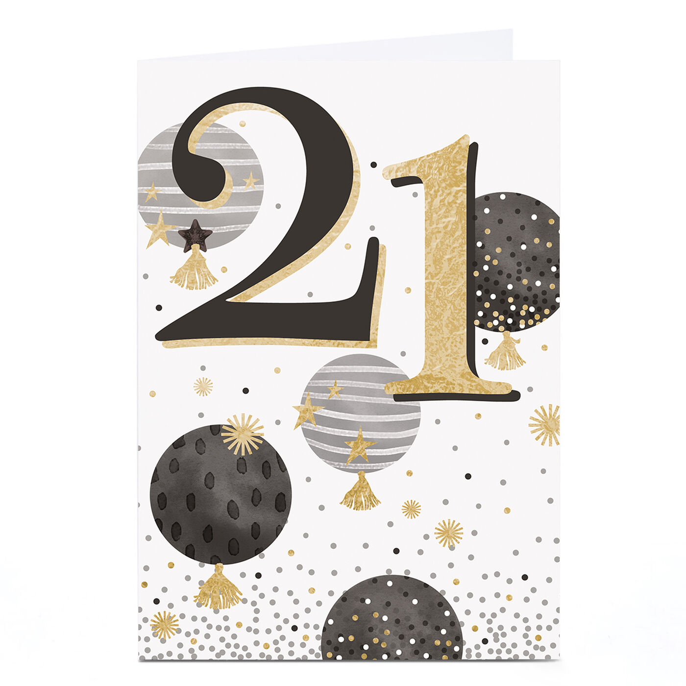 Buy Personalised 21st Birthday Card - Black and Gold Balloons for GBP 1 ...