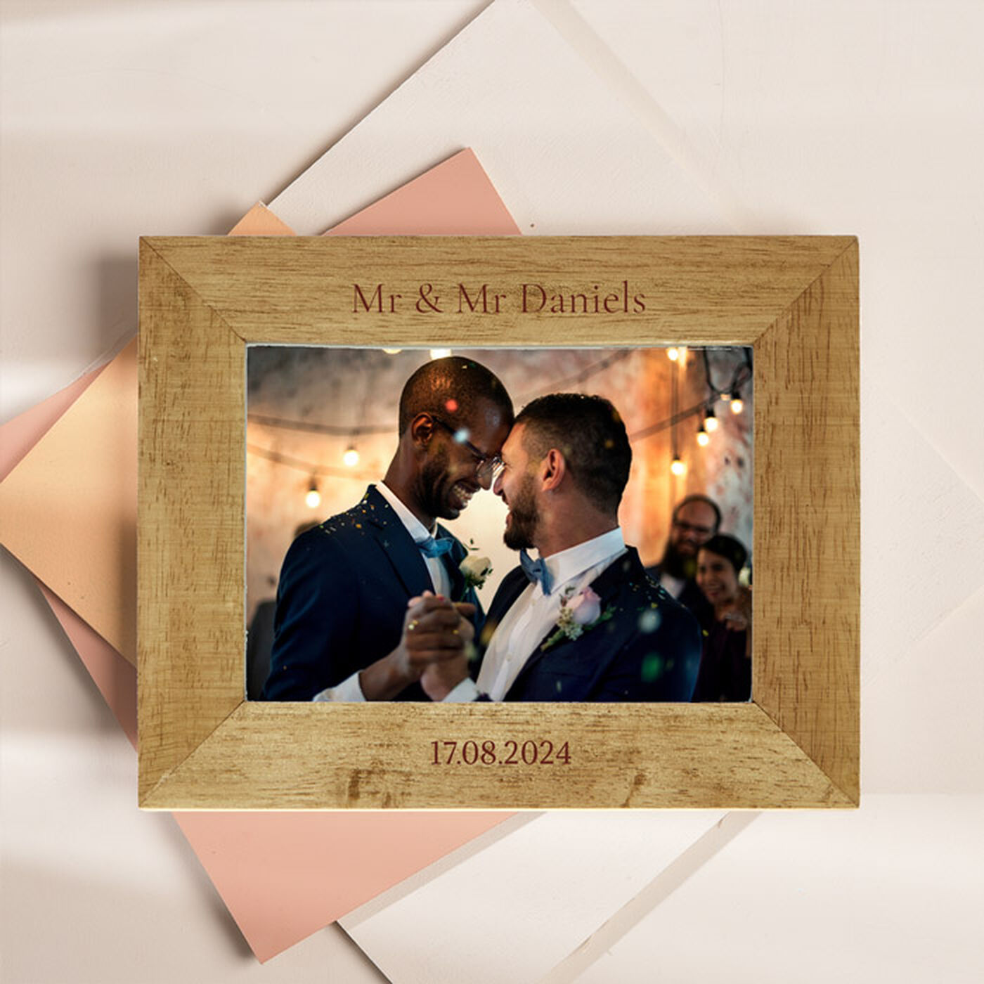 Buy Personalised Engraved Wooden Picture Frame - Wedding, Names & Date ...
