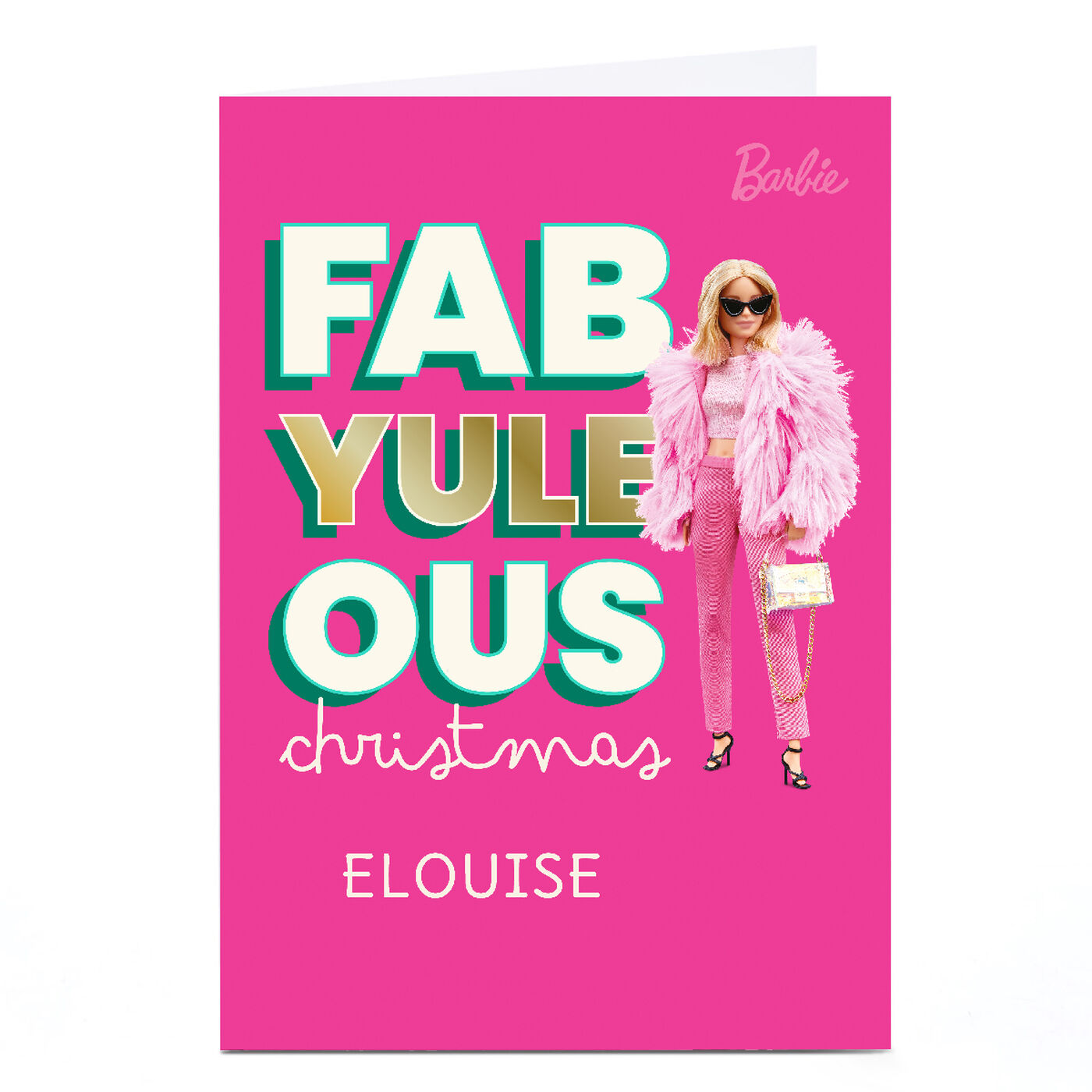 Buy Personalised Barbie Christmas Card - Fab-Yule-Ous, Any Name for GBP ...