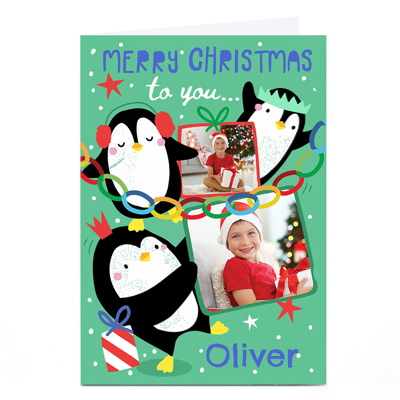 Buy Photo Bev Hopwood Christmas Card - Party Penguins, Any Name for GBP ...