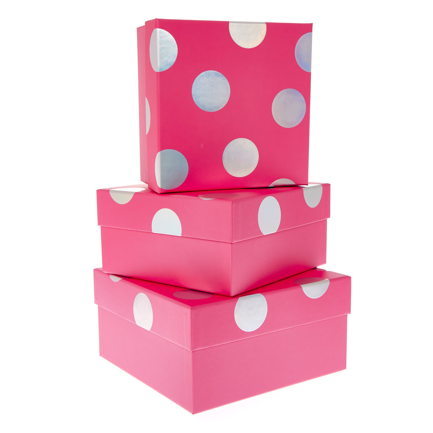 Buy Pink & Silver Polka-Dot Gift Boxes - Set Of 3 for GBP 10.97 | Card ...