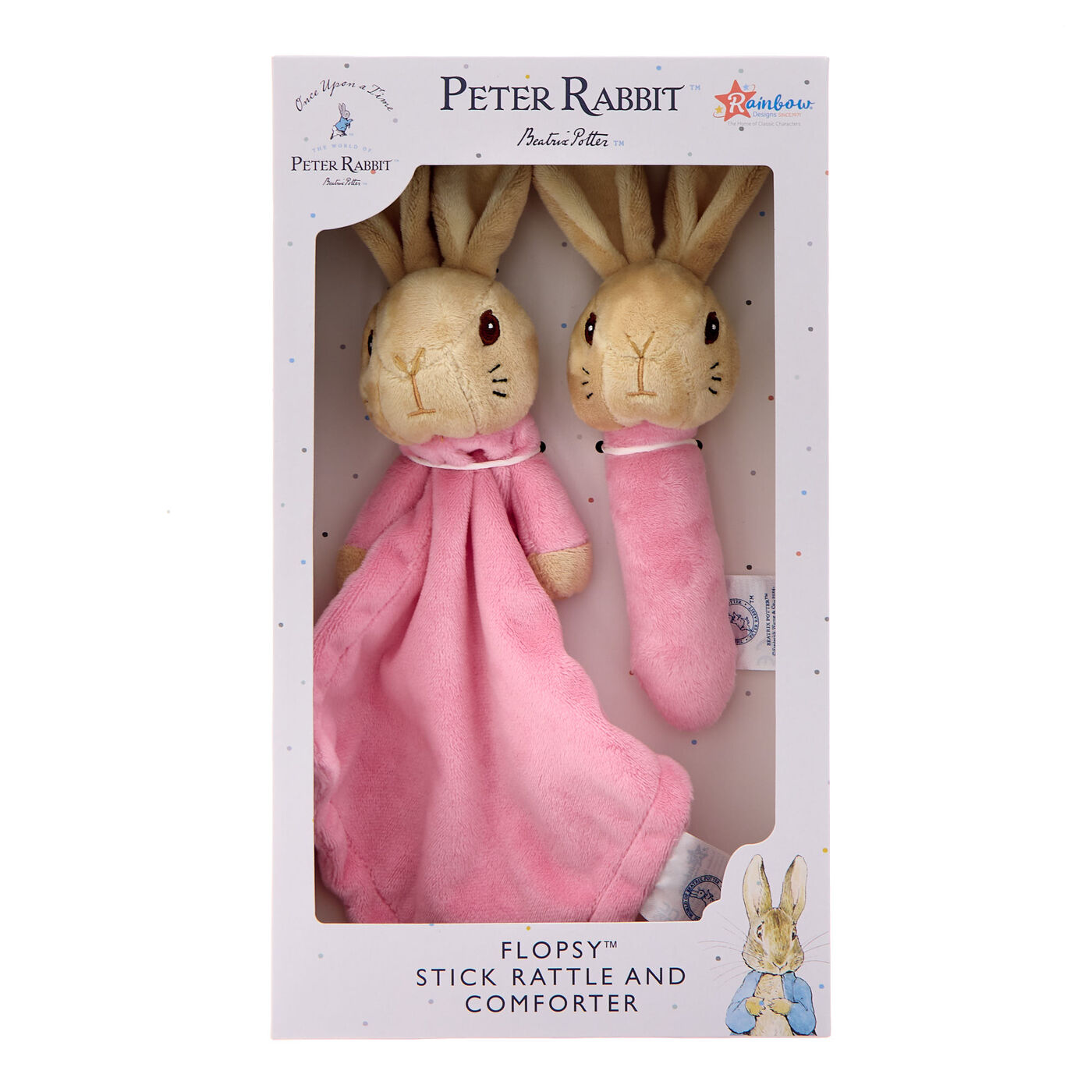 Buy Peter Rabbit Flopsy Stick Rattle & Comforter for GBP 9.99 | Card Factory UK