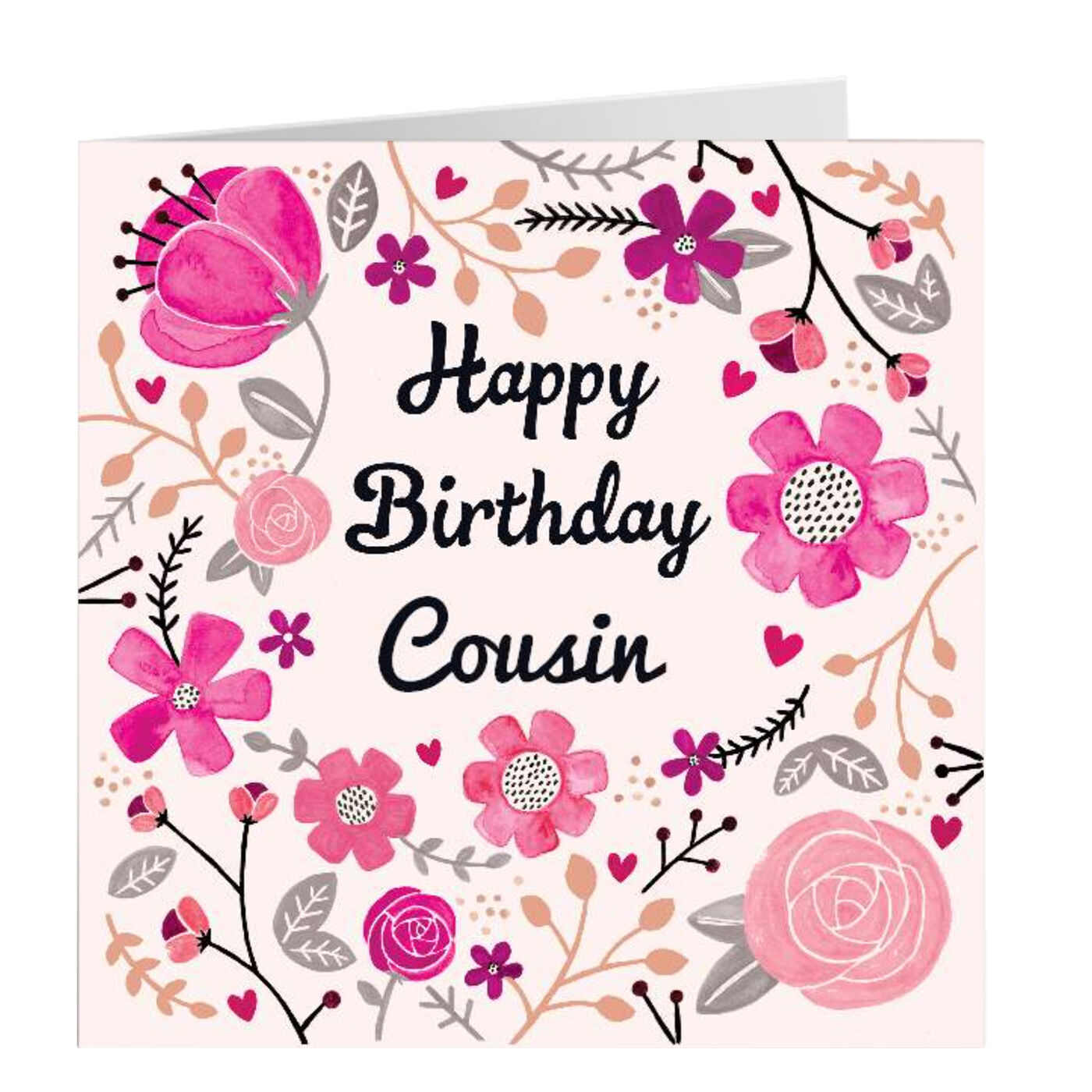 Buy Personalised Birthday Card - Pretty Pink Flowers, Cousin for GBP 2. ...