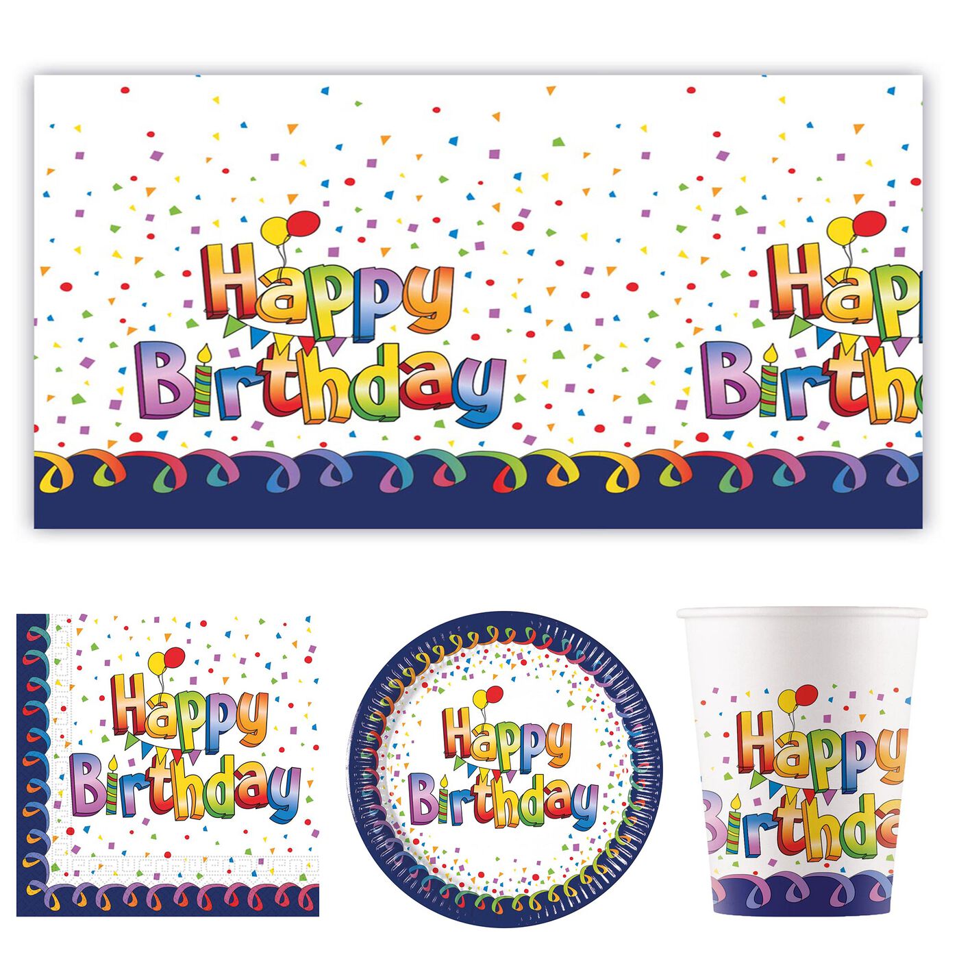 Buy Multicolour Happy Birthday Party Tableware Bundle - 16 Guests for ...