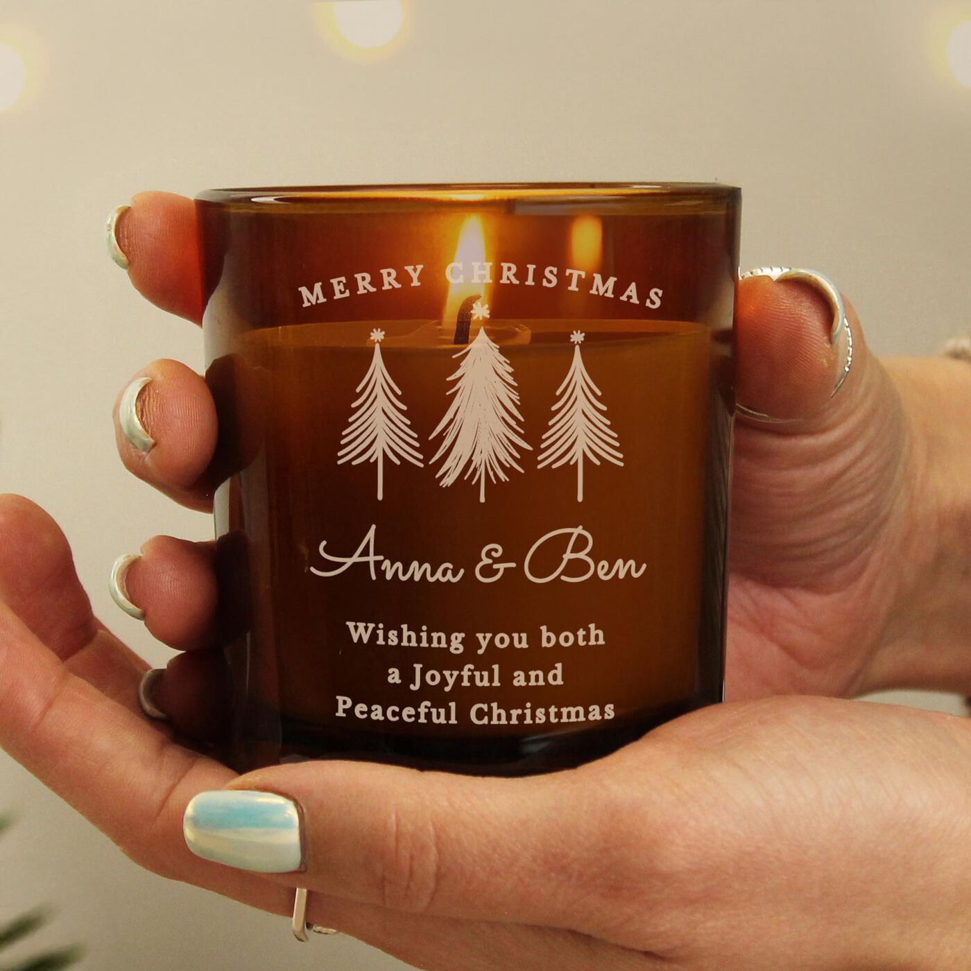 Buy Personalised Christmas Tree Amber Glass Candle for GBP 9.99 | Card ...