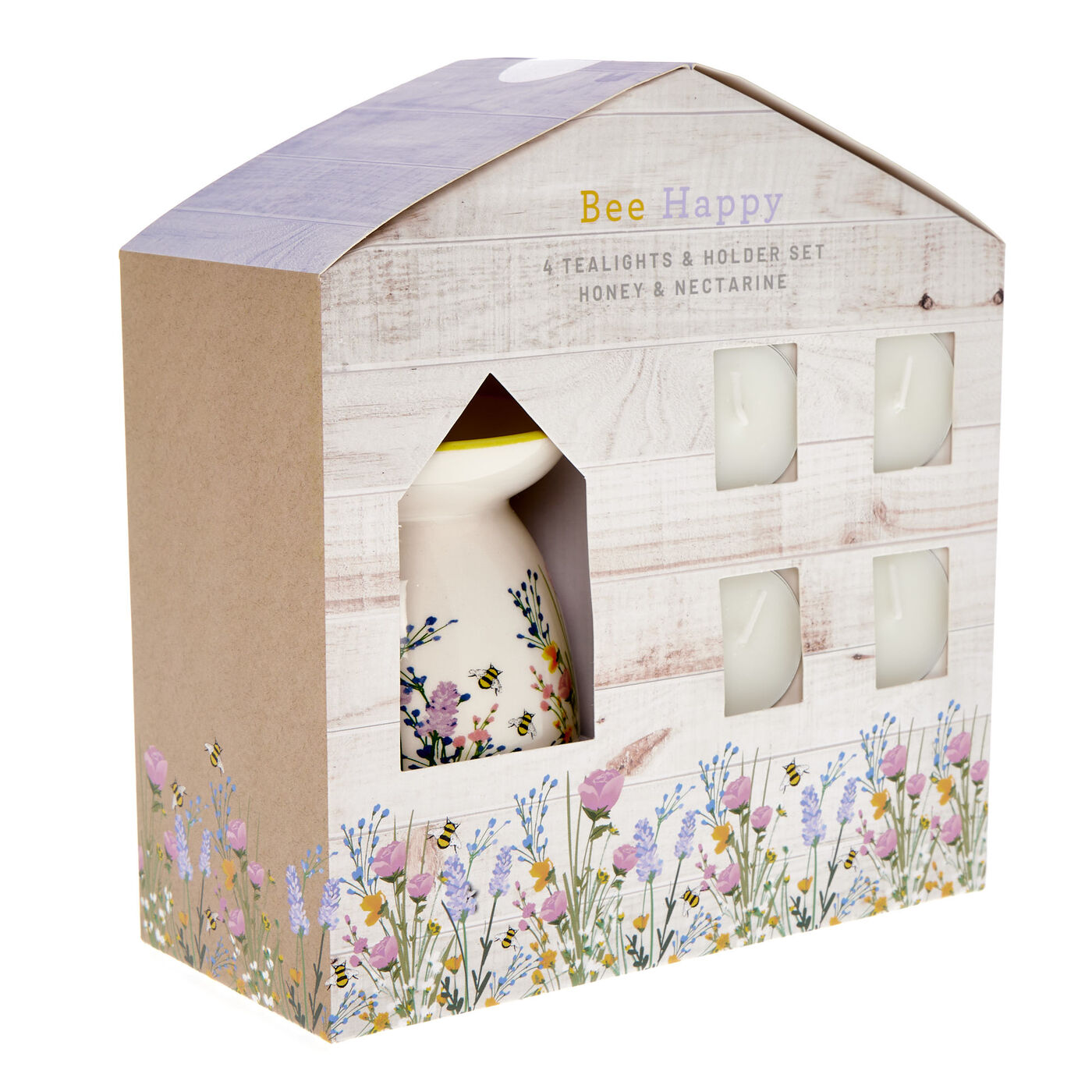 Buy Bee Happy Honey & Nectarine Tealight Candles & Votive Holder Set ...