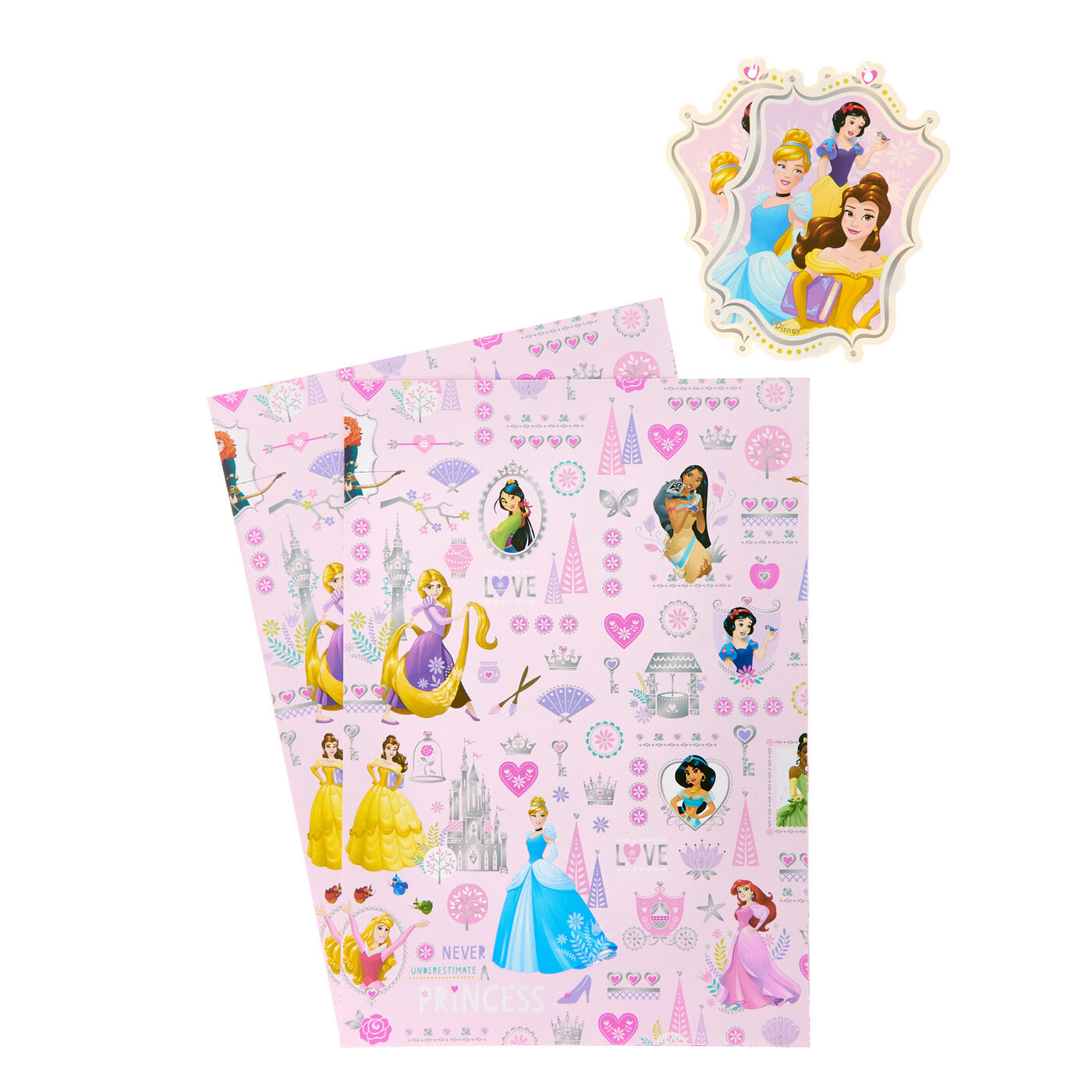 Buy Disney Princess Wrapping Paper - 2 Sheets & 2 Tags for GBP 1.79 ...