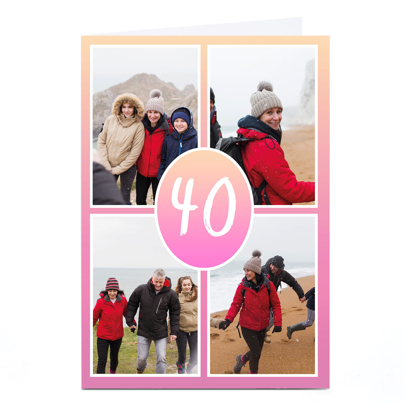 Buy Personalised 40th Milestone Age Photo Card - Pink Gradient ...