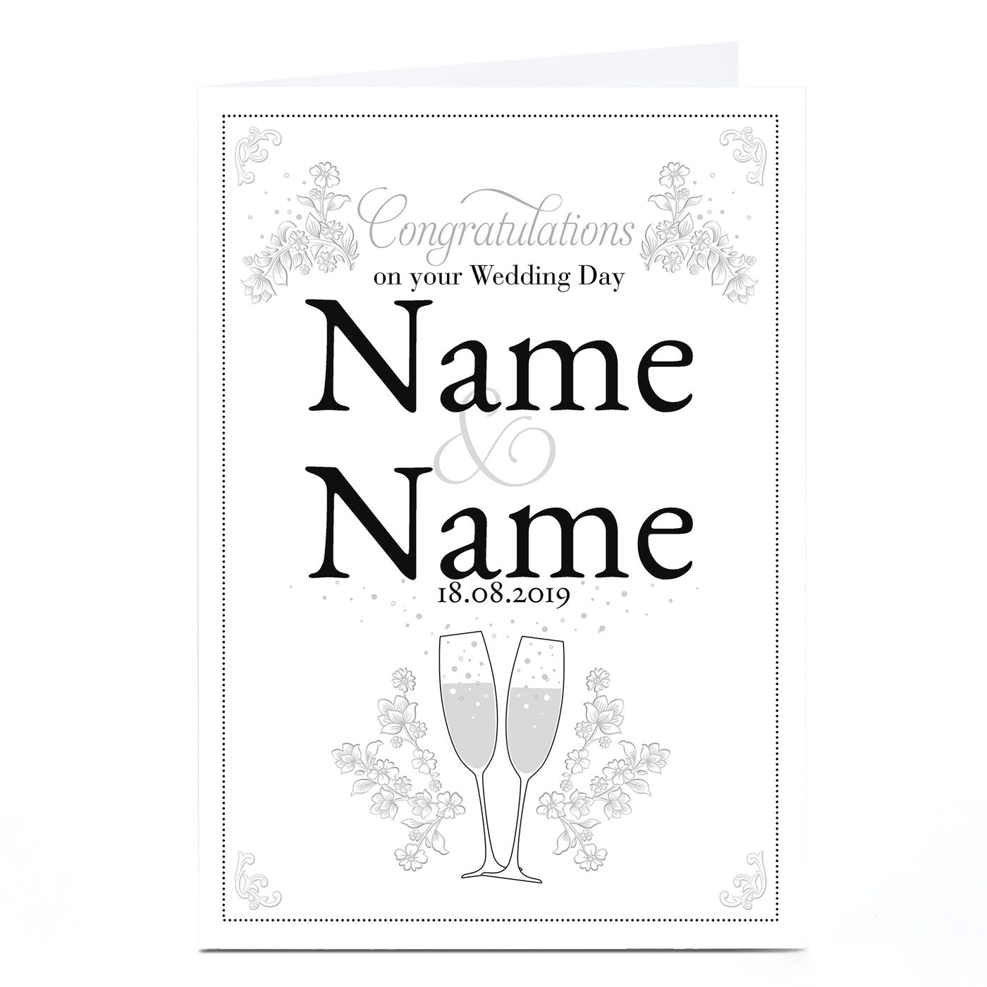 Buy Personalised Wedding Card - Monochrome Congratulations, Any Names ...