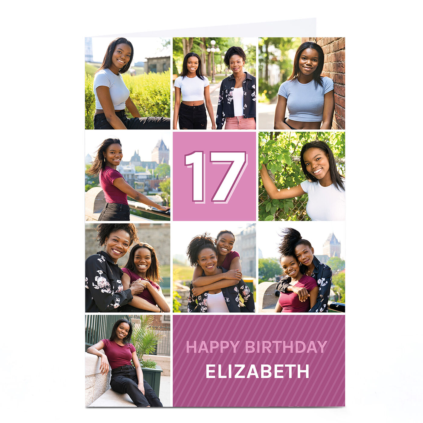 Buy Photo Birthday Card - Purple Squares, Editable Age for GBP 2.99 ...