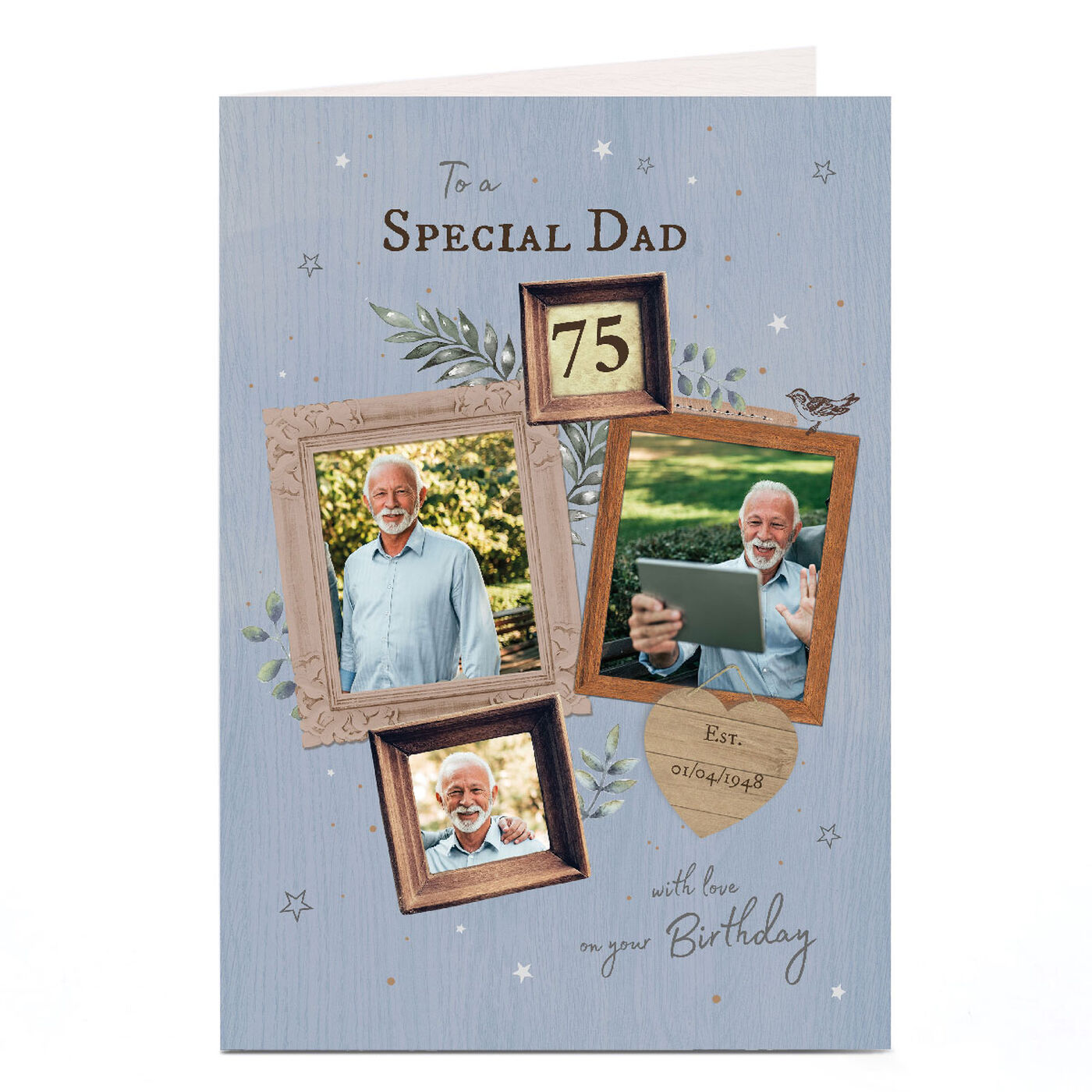 Buy Personalised Birthday Card Photo Card - Special Dad 75th, Editable ...