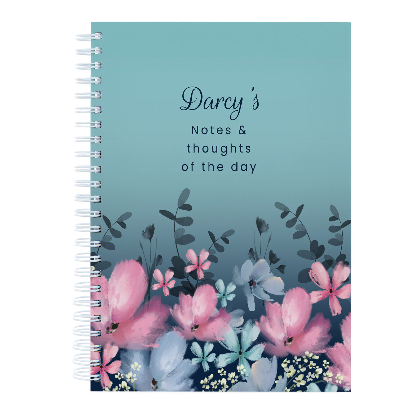 Buy Personalised Notebook - Floral Notes and Thoughts, Any Name for GBP ...
