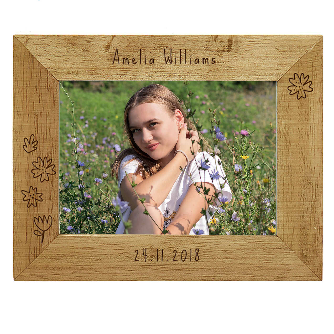 Buy Engraved Wooden Photo Frame - Floral for GBP 15.99 | Card Factory UK