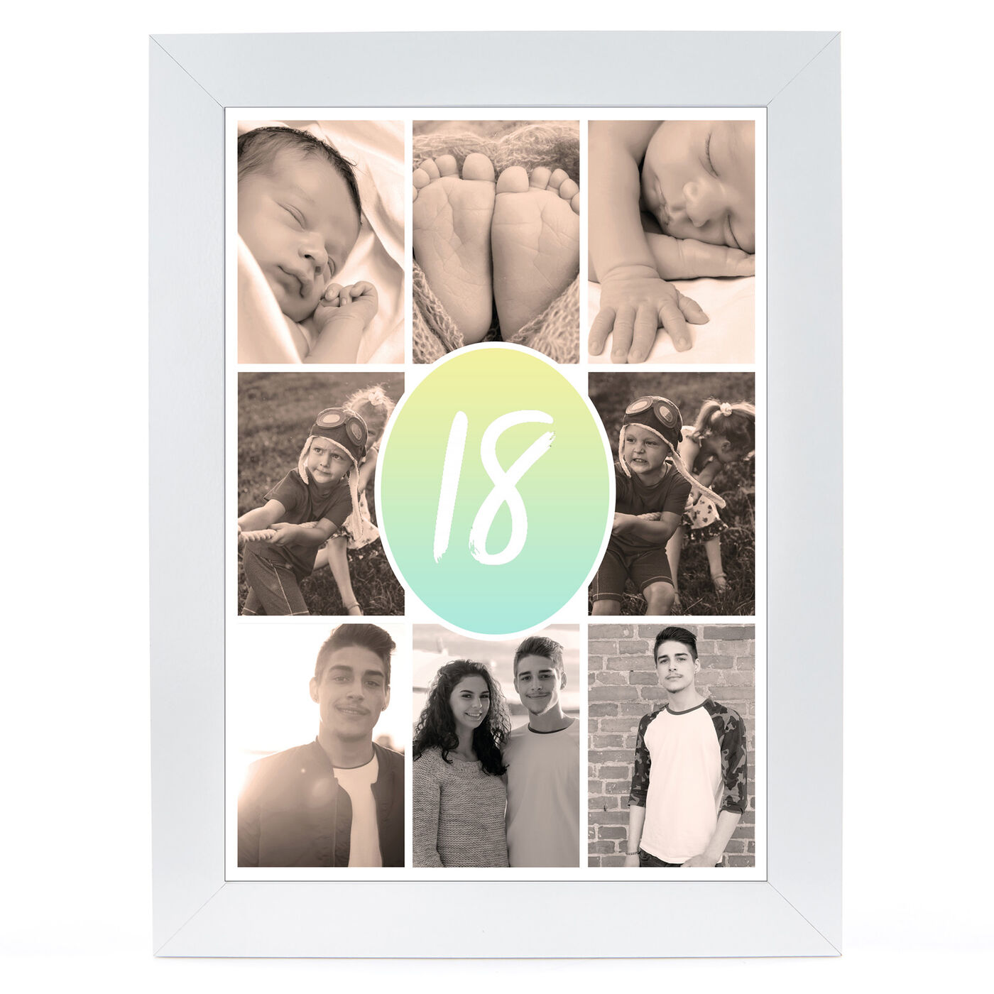 Buy Personalised Milestone Age Photo Print - Pastel Gradient Collage ...