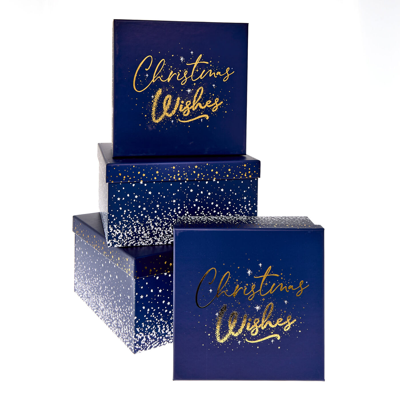 Buy Navy & Gold Christmas Gift Boxes - Set of 4 for GBP 13.56 | Card ...
