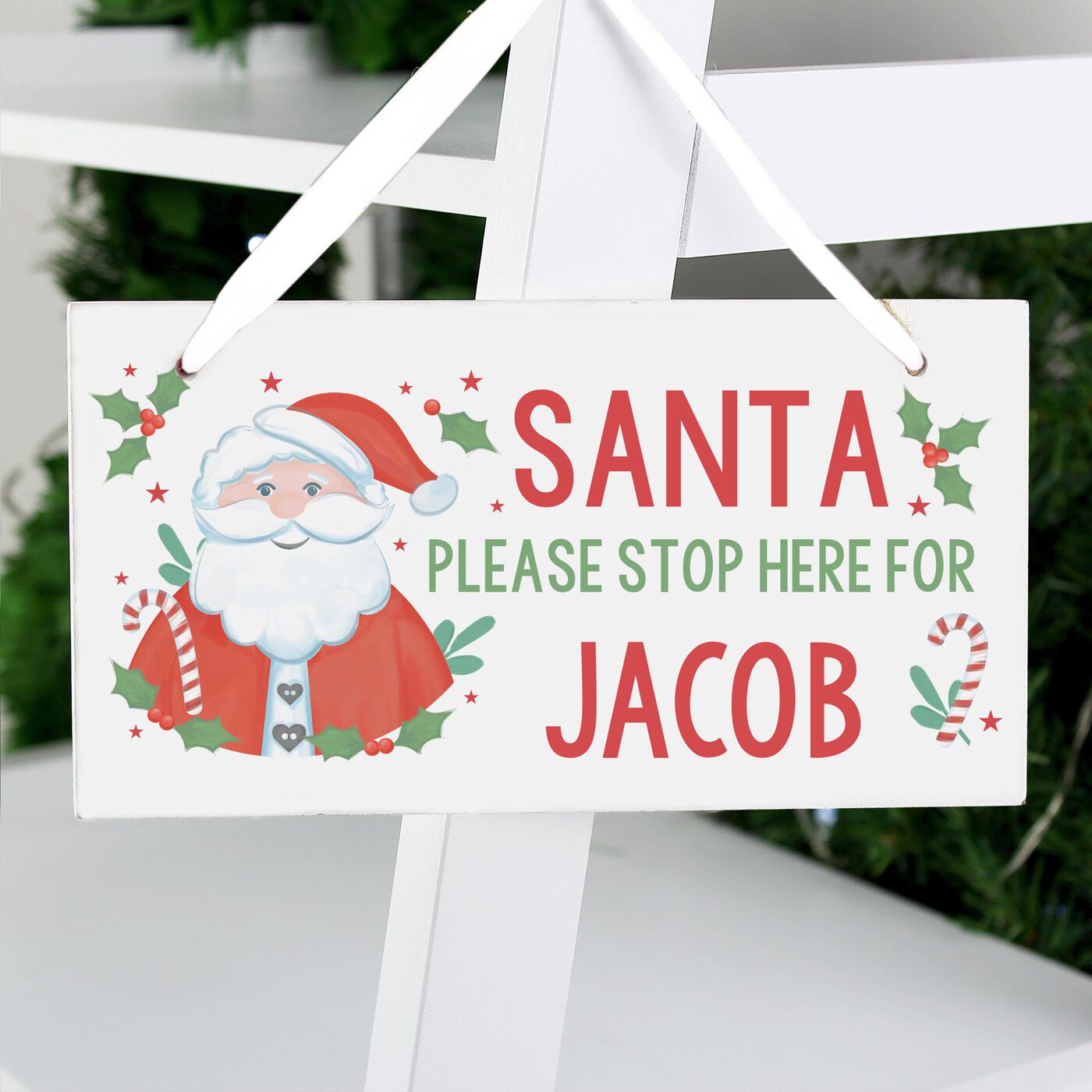 Buy Personalised Santa Stop Here Wooden Sign for GBP 9.99 | Card Factory UK