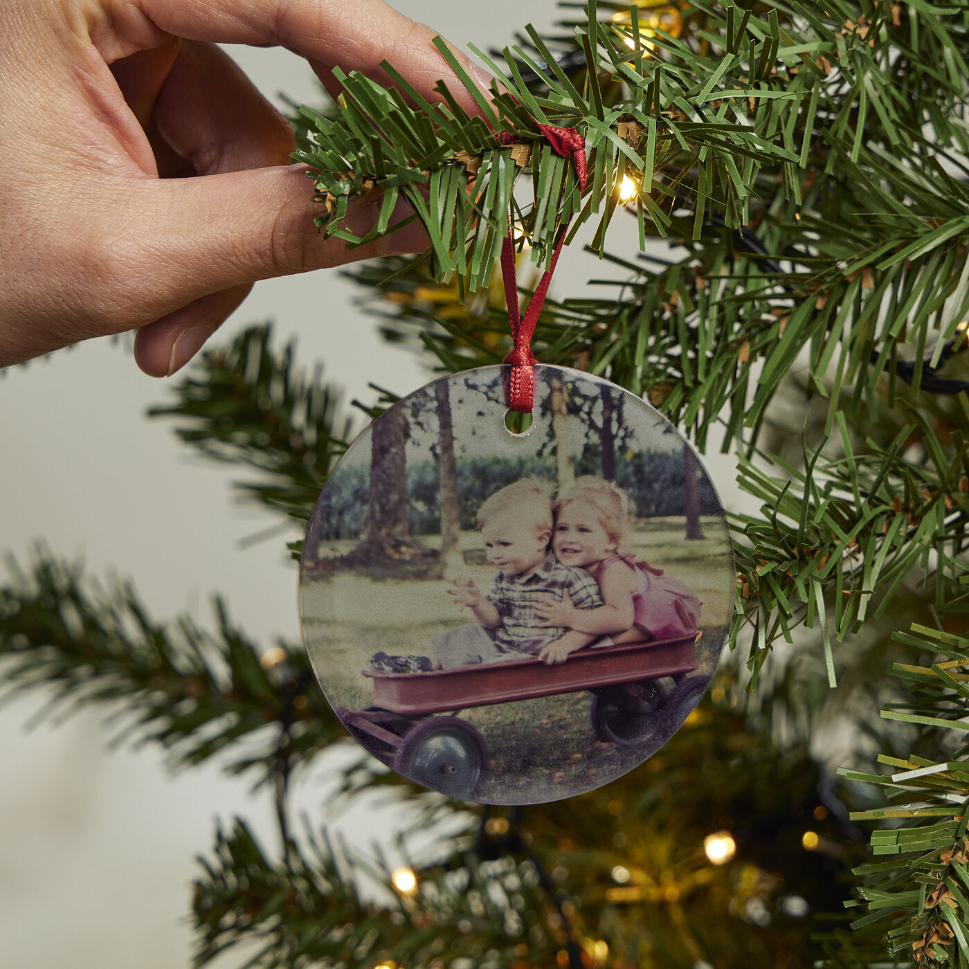Buy Personalised Round Glass Photo Christmas Tree Ornament for GBP 11. ...