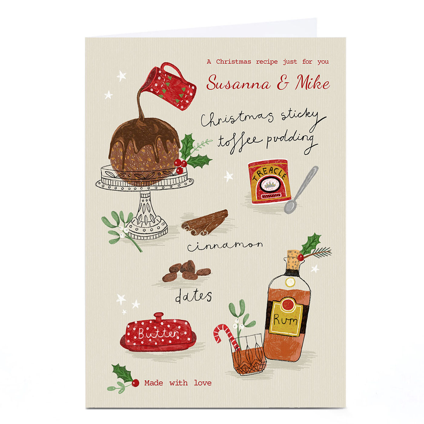 Buy Personalised Kerry Spurling Christmas Card - Christmas Pudding for ...