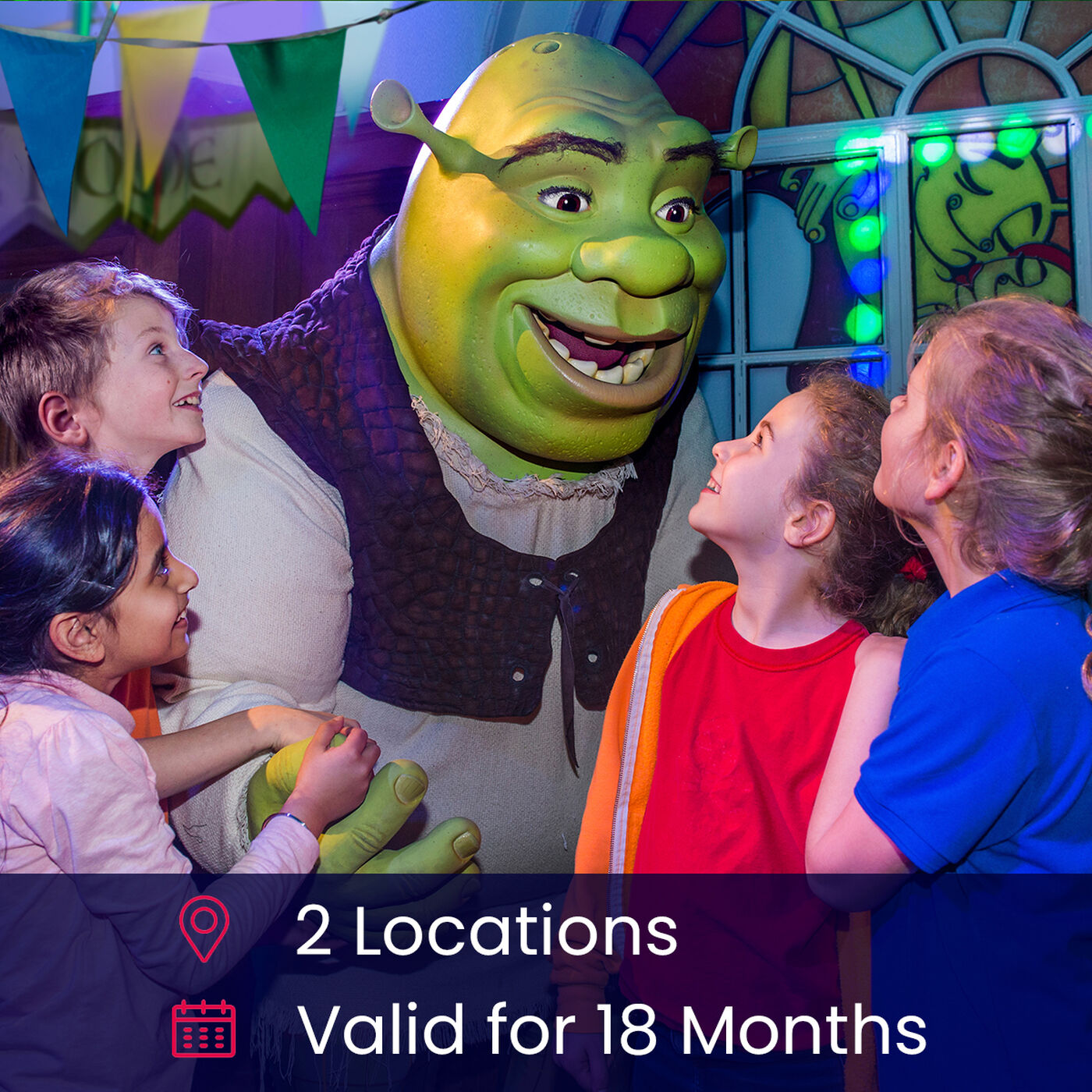 Buy Shrek's Adventure! London & Two Course Lunch for a Family of Four ...