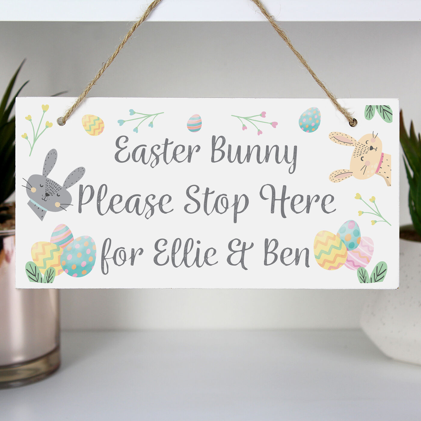 Buy Personalised Easter Bunny Stop Here Wooden Sign for GBP 9.99 | Card ...