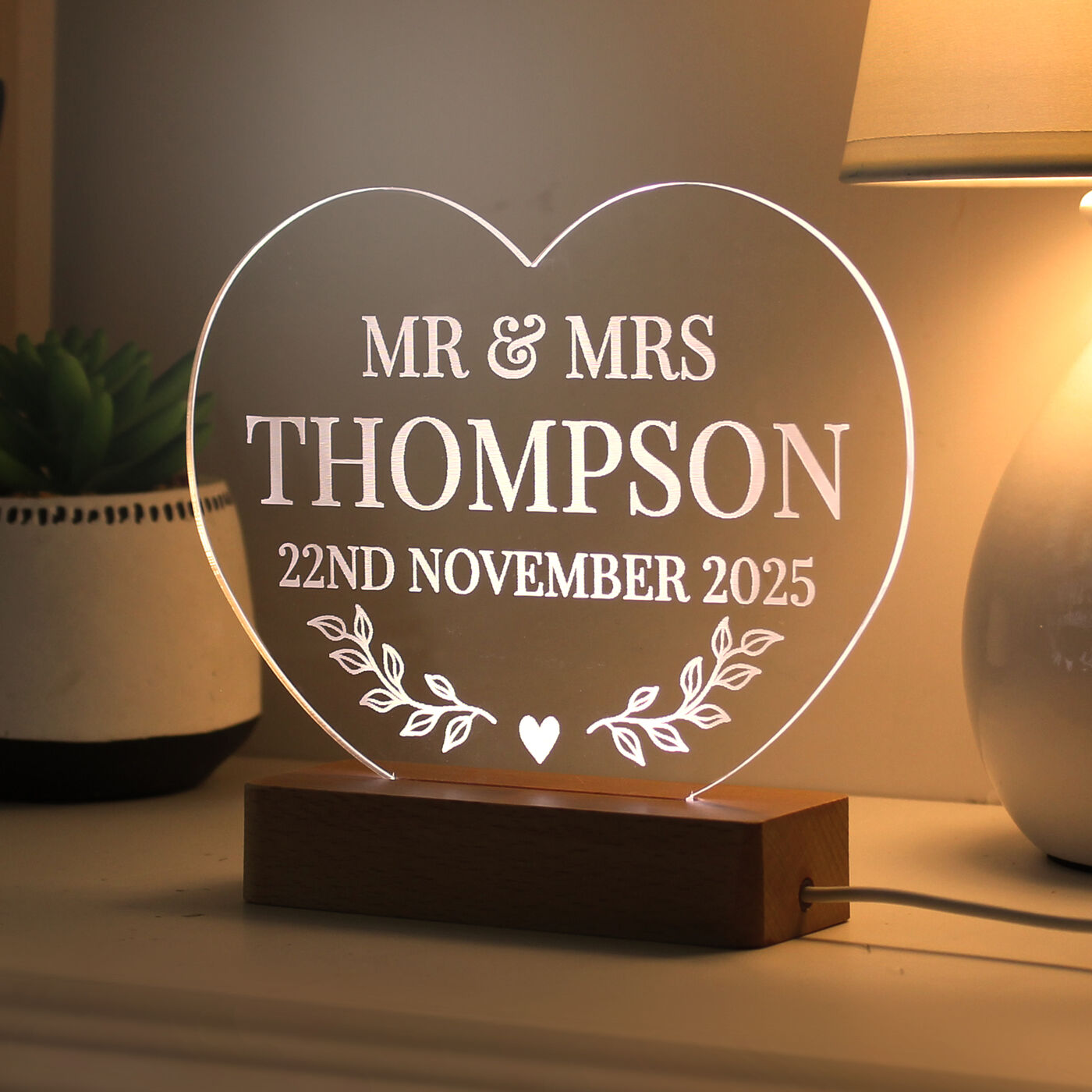Buy Personalised Wedding Heart LED Light for GBP 23.99 | Card Factory UK