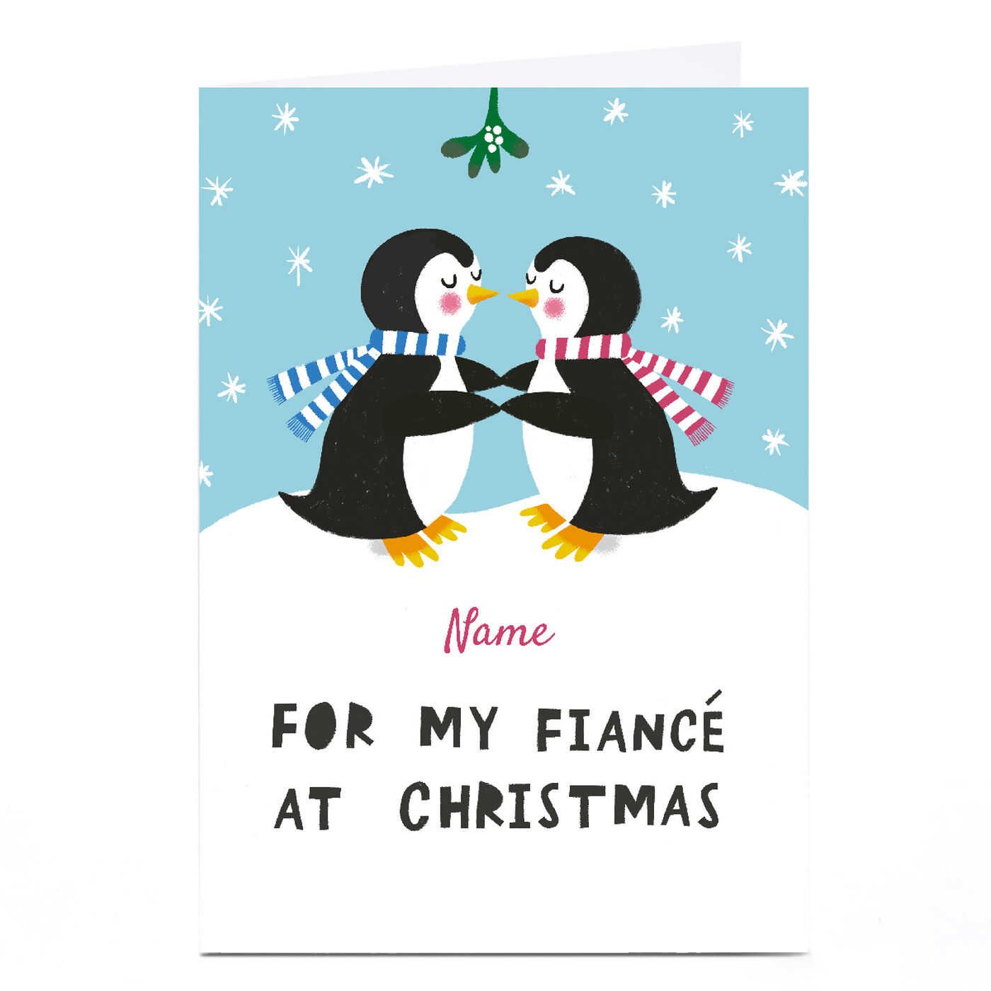 Buy Personalised Stevie Studio Christmas Card - Penguins and Mistletoe ...