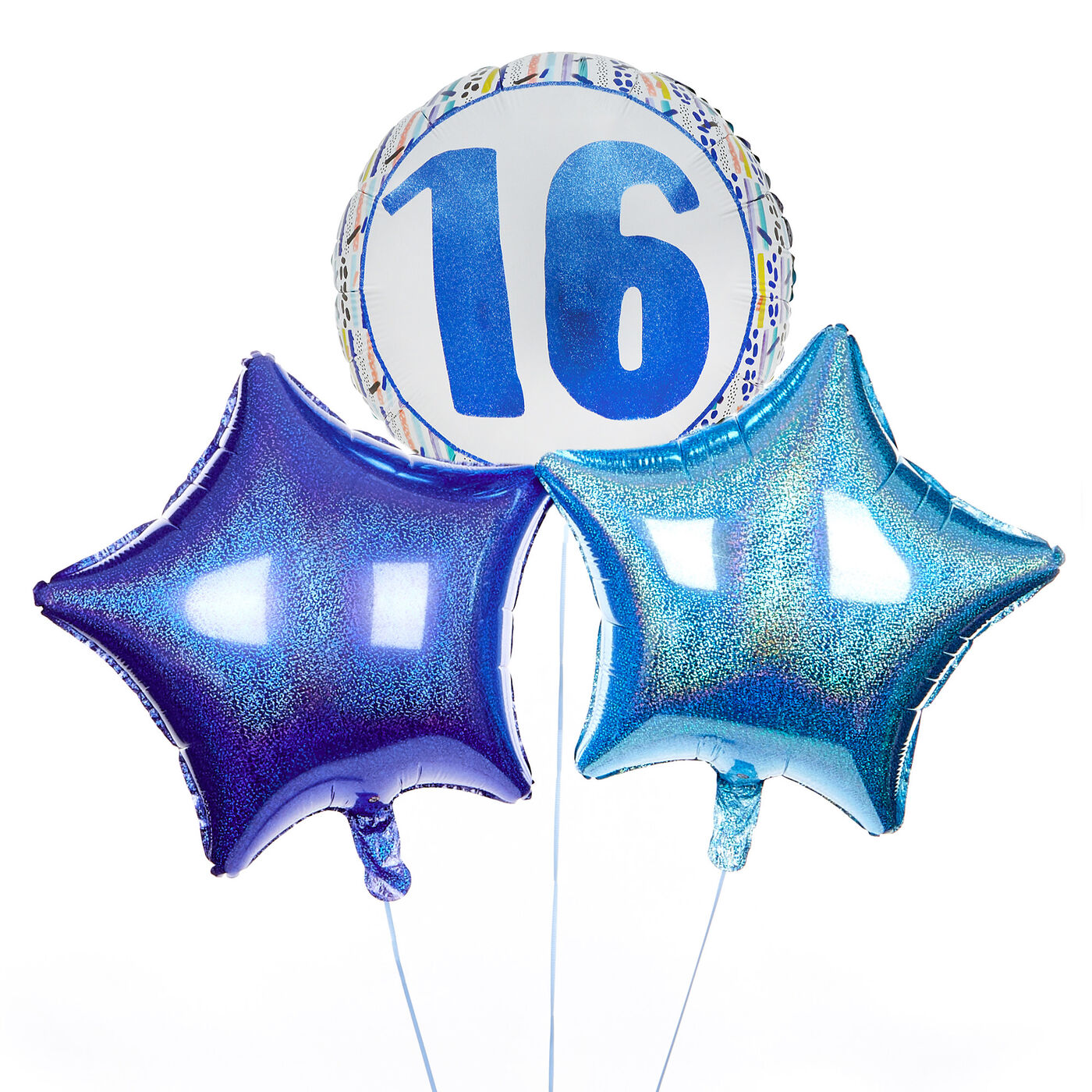 Buy Blue Patterned 16th Birthday Balloon Bouquet - DELIVERED INFLATED ...