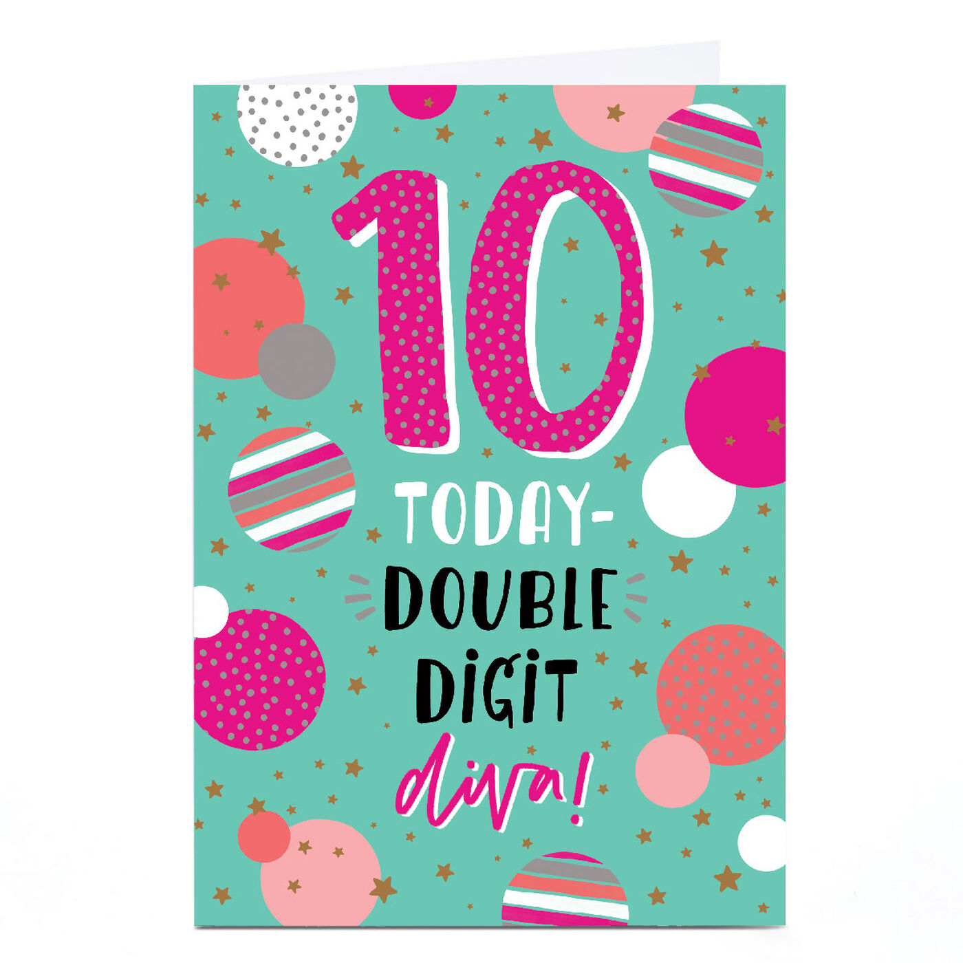Buy Personalised 10th Birthday Card - Double Digit Diva for GBP 1.79 ...