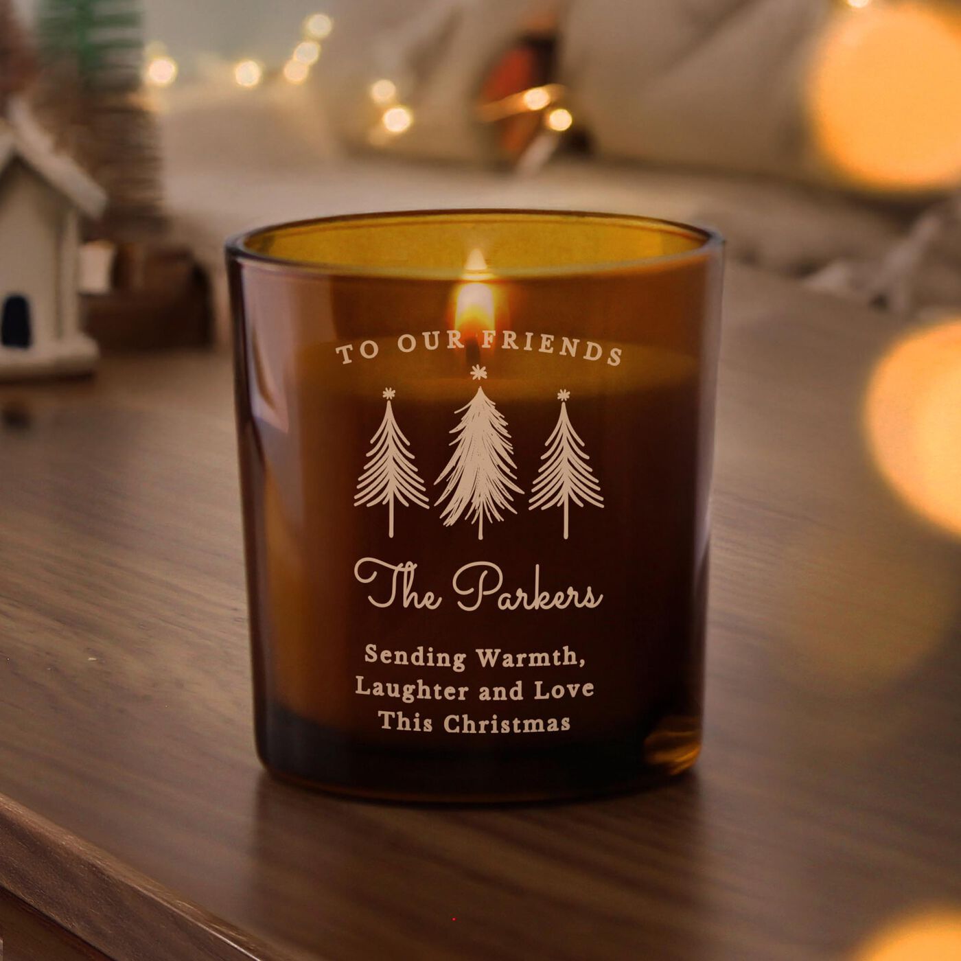Buy Personalised Christmas Tree Amber Glass Candle for GBP 9.99 | Card ...